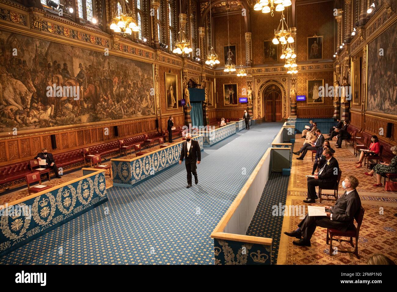 A near empty Royal Gallery as invited guests wait for the arrival Queen ...