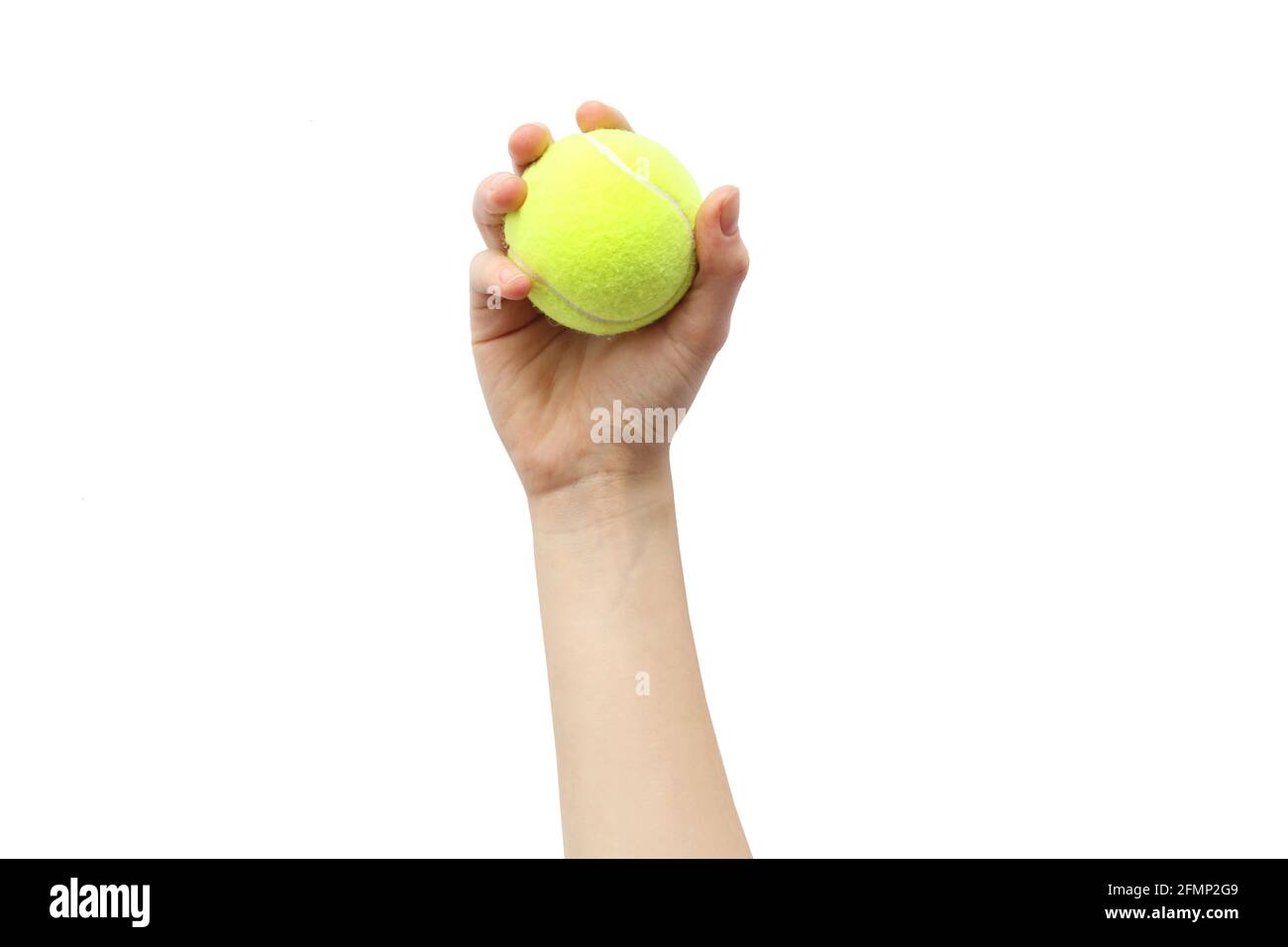 Hand with a ball on a white background Stock Photo - Alamy
