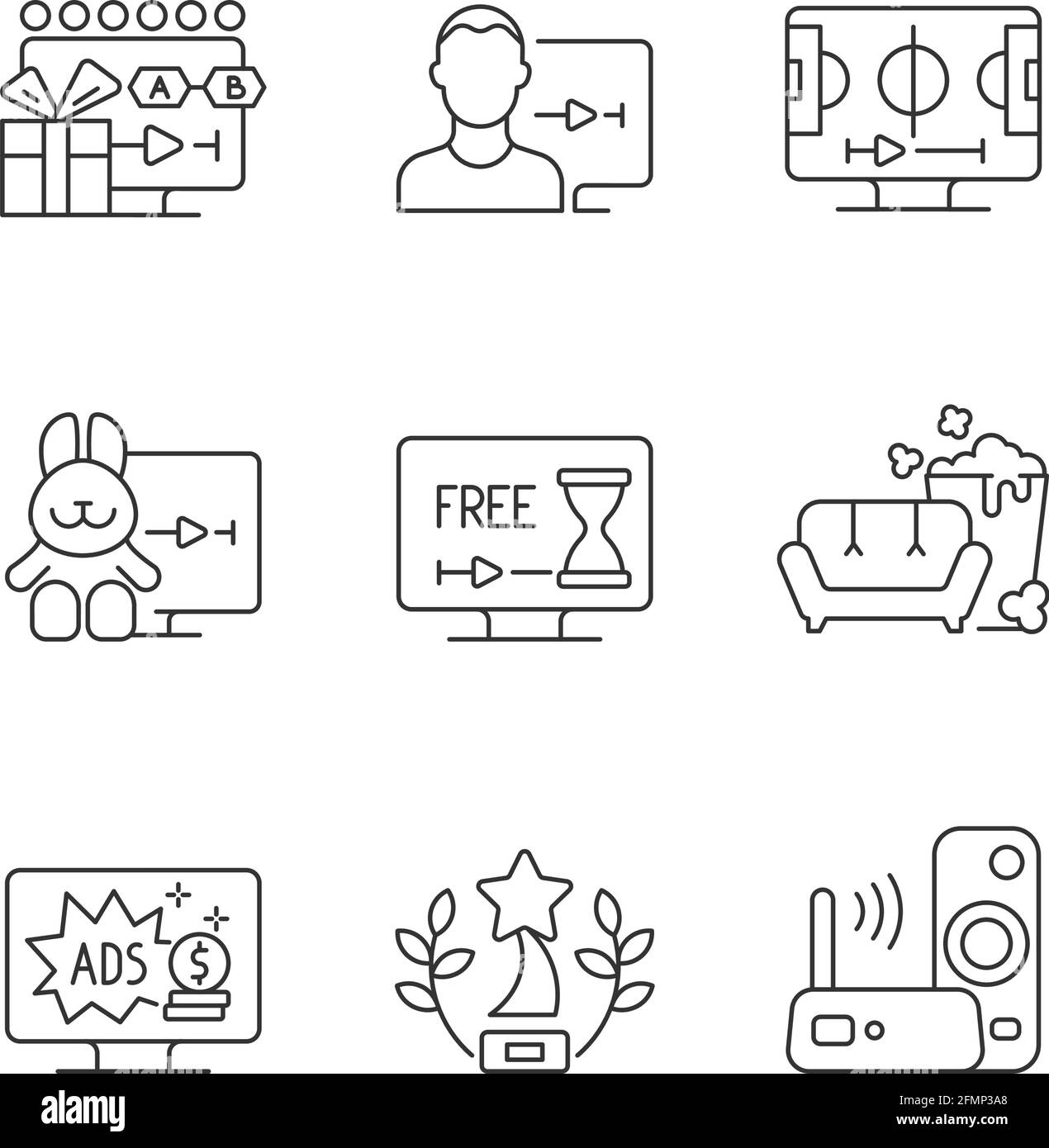 Broadcast services linear icons set Stock Vector Image & Art - Alamy