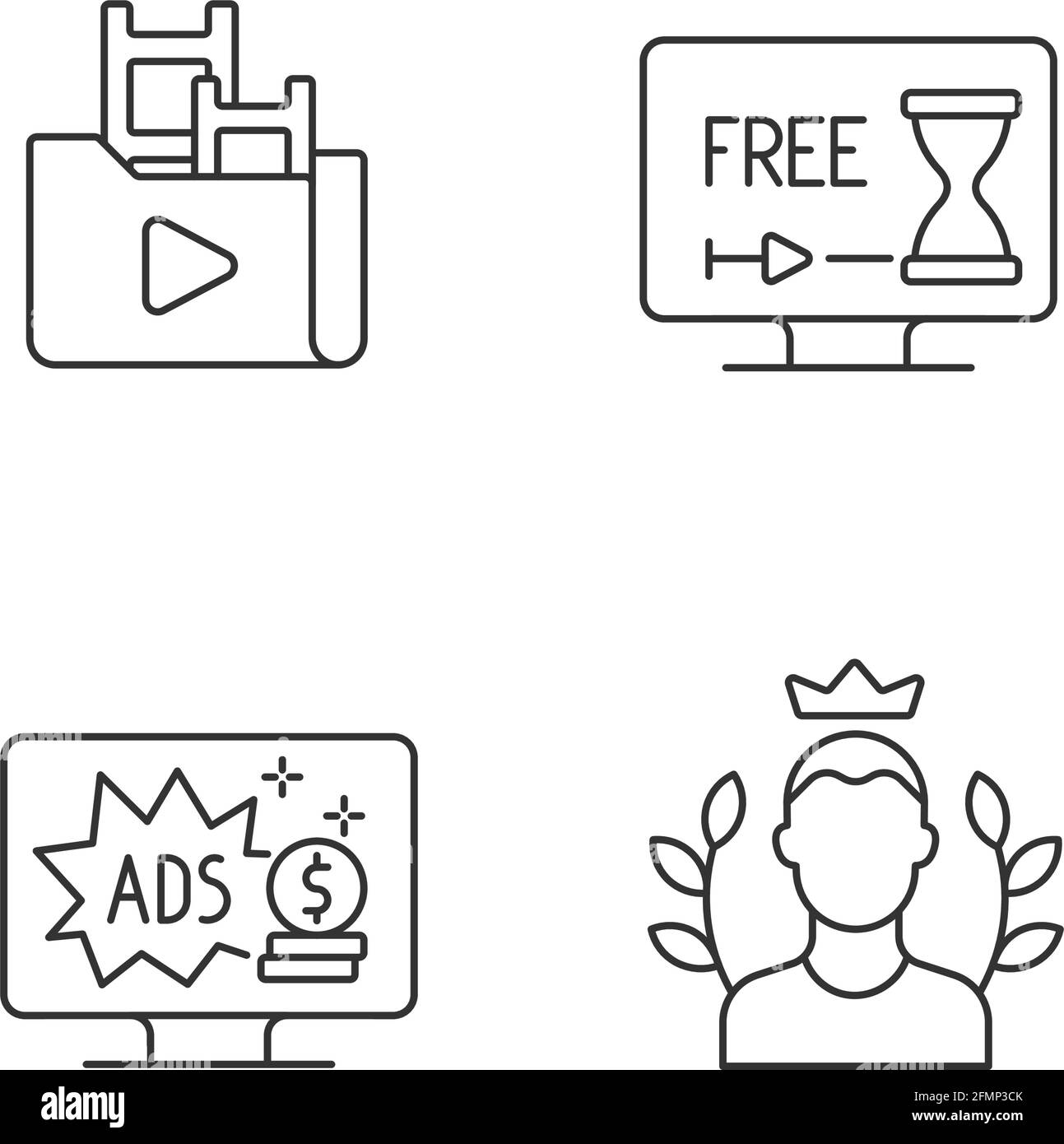 Streaming services linear icons set Stock Vector Image & Art - Alamy