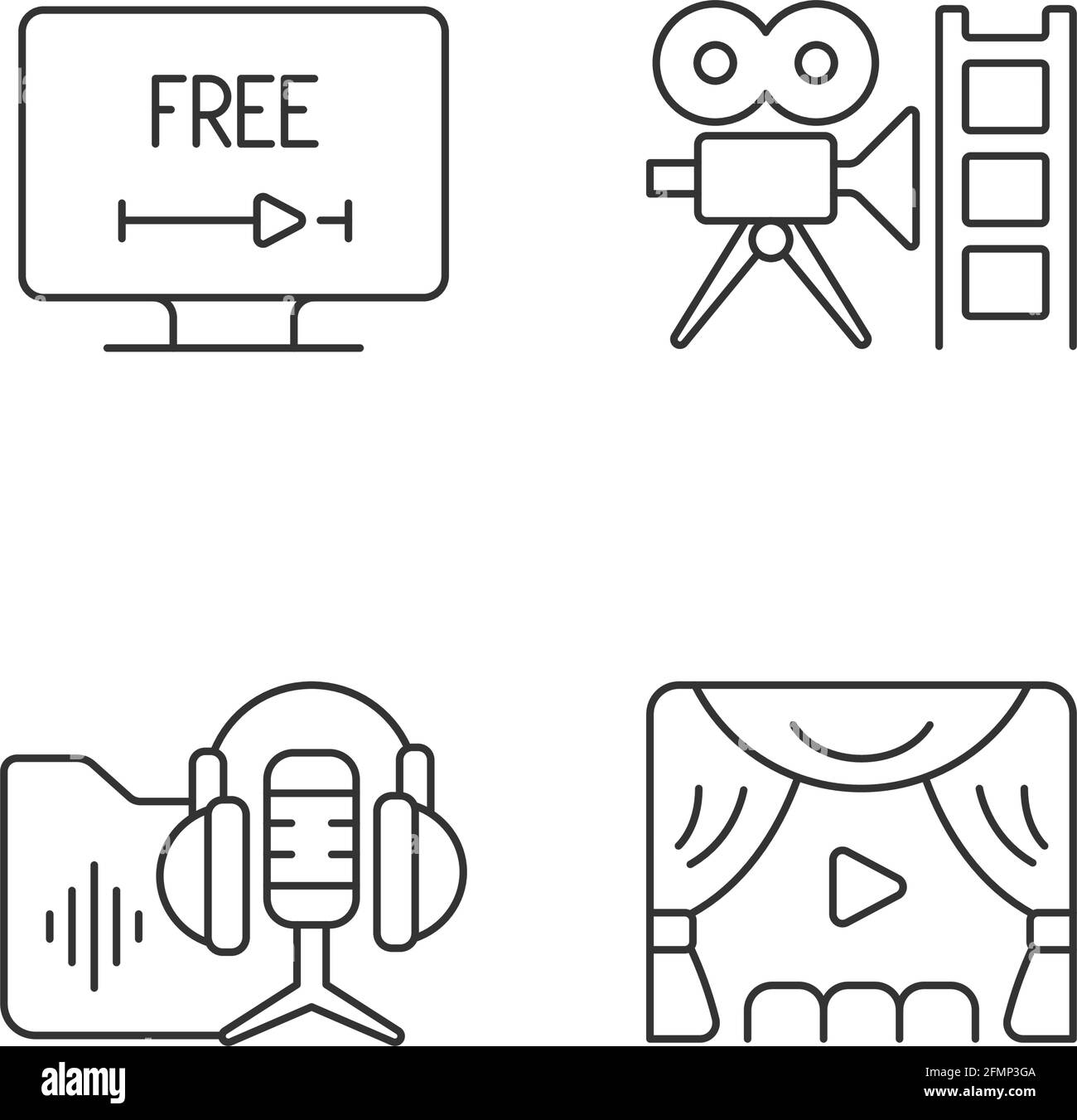 Streaming services linear icons set Stock Vector Image & Art - Alamy
