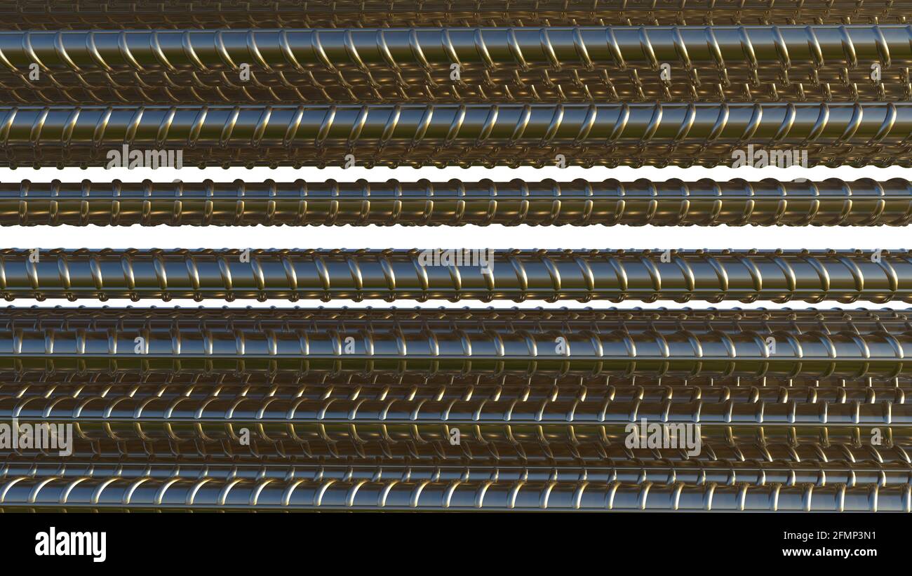 steel iron rod background, isolated concept industrial 3D illustration ...