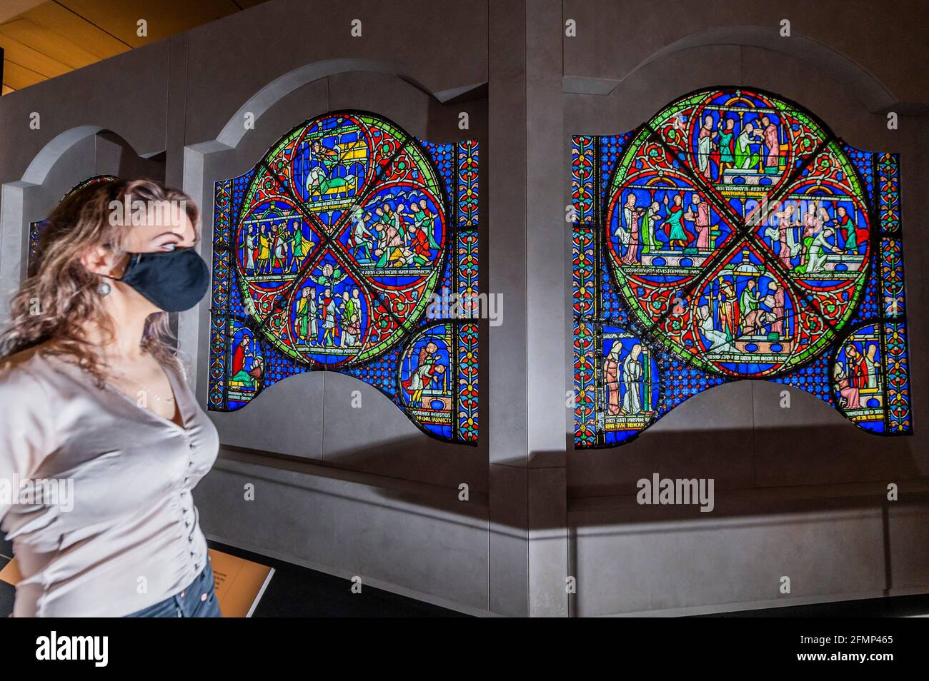 London, UK. 11th May, 2021. The entire 800-year-old stained glass ...