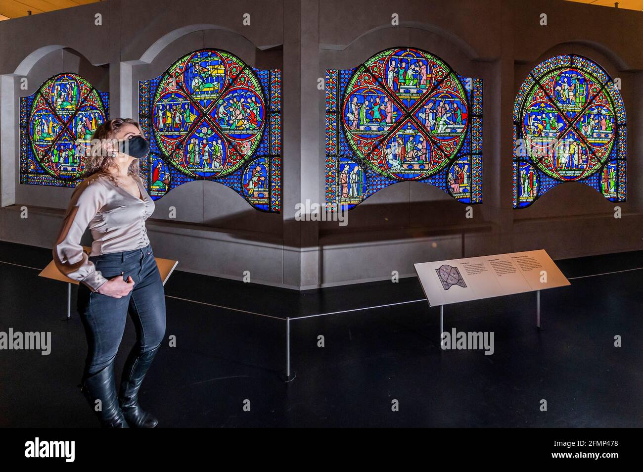 London, UK. 11th May, 2021. The entire 800-year-old stained glass ...