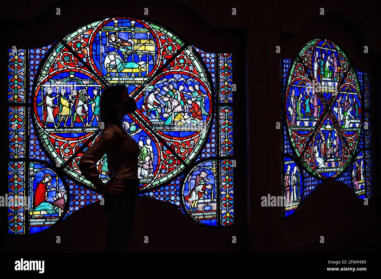 London, UK. 11th May, 2021. The entire 800-year-old stained glass ...