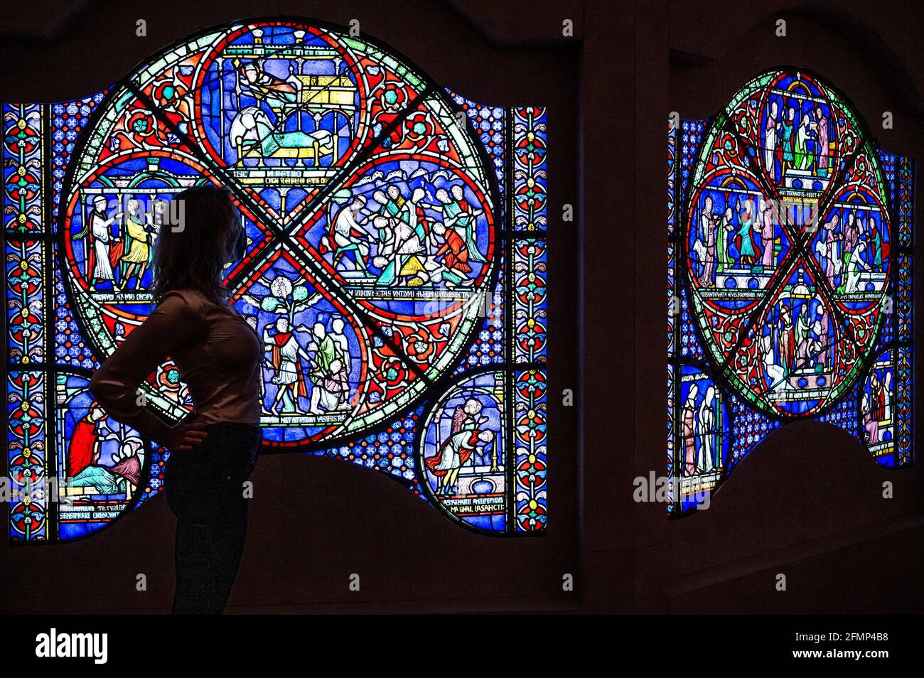 London, UK. 11th May, 2021. The entire 800-year-old stained glass ...