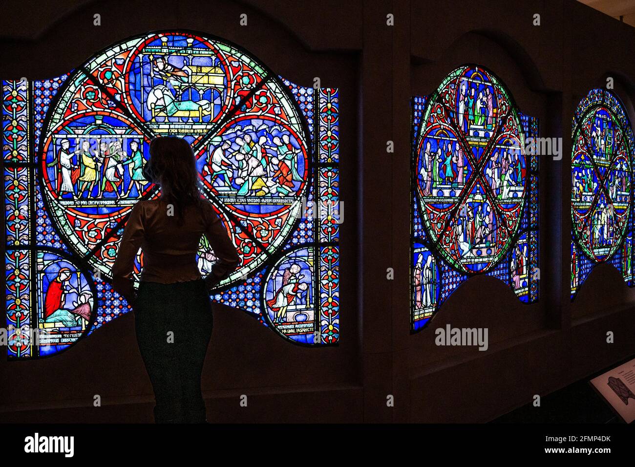 London, UK. 11th May, 2021. The entire 800-year-old stained glass ...