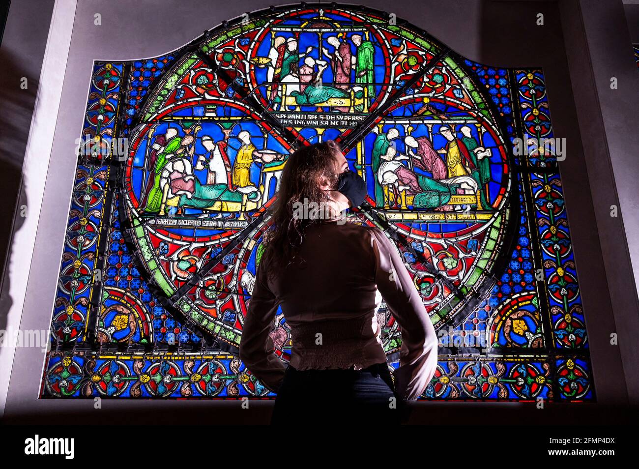 London, UK. 11th May, 2021. The entire 800-year-old stained glass ...