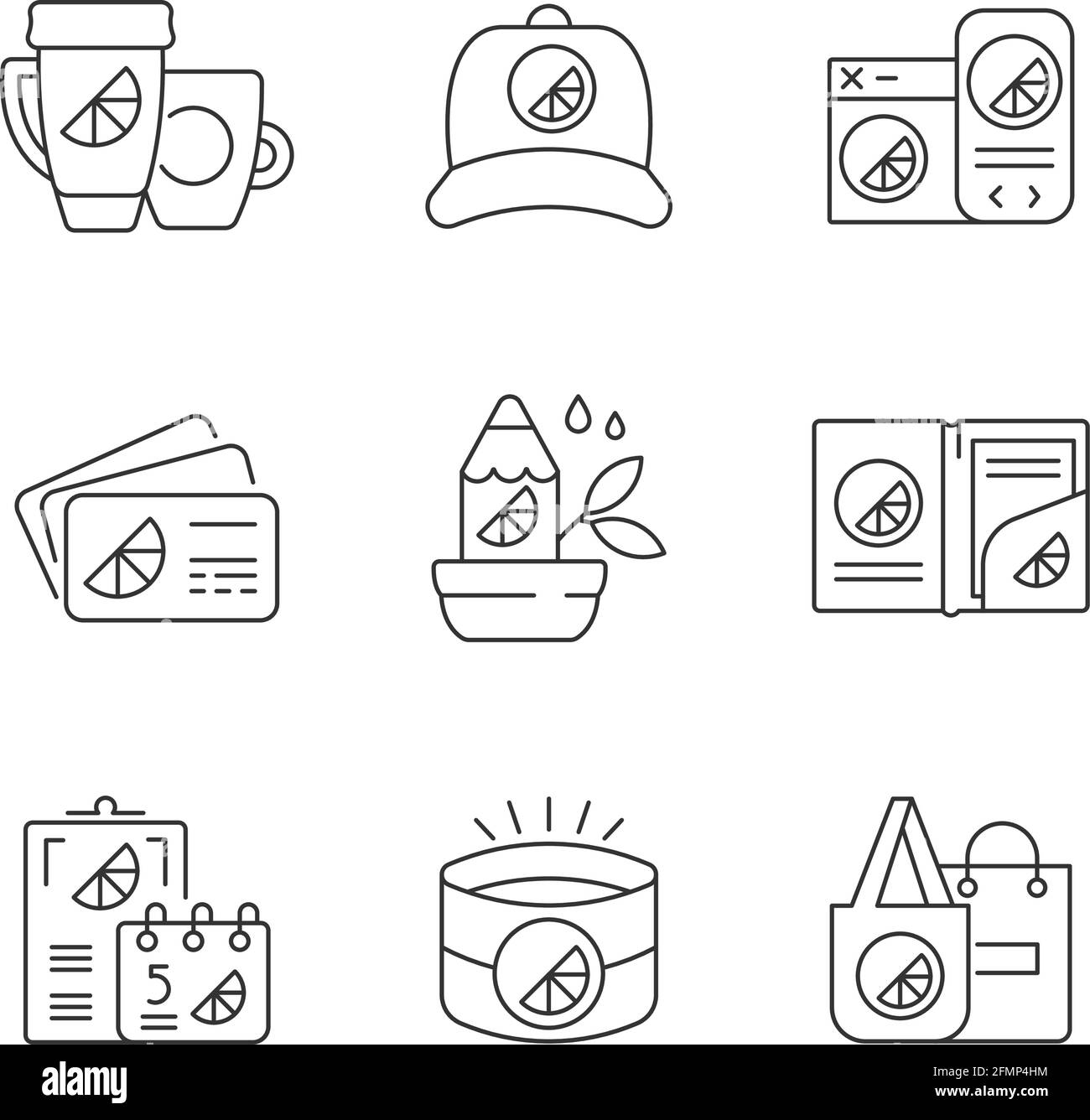 Company branding materials linear icons set Stock Vector Image & Art ...