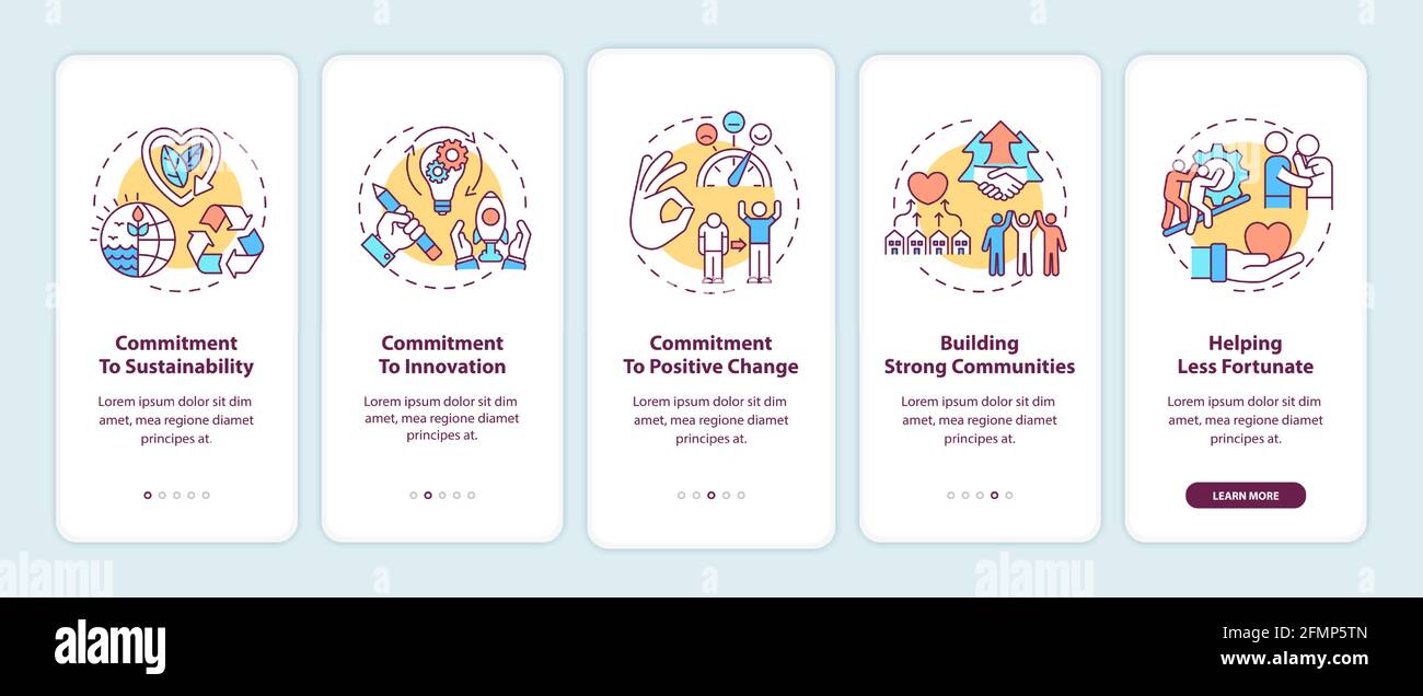 Corporate core values onboarding mobile app page screen with concepts Stock Vector Image & Art ...