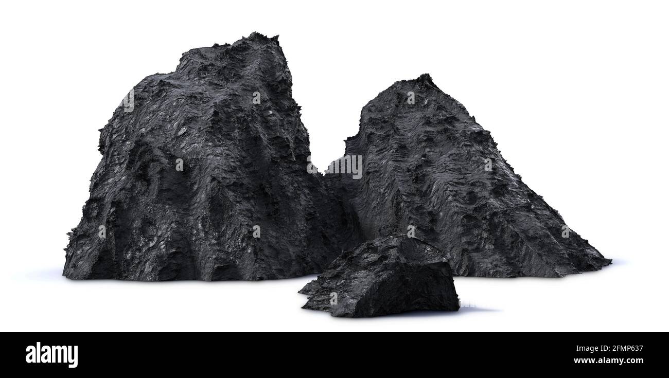 dark rocks isolated with shadow on white background Stock Photo - Alamy