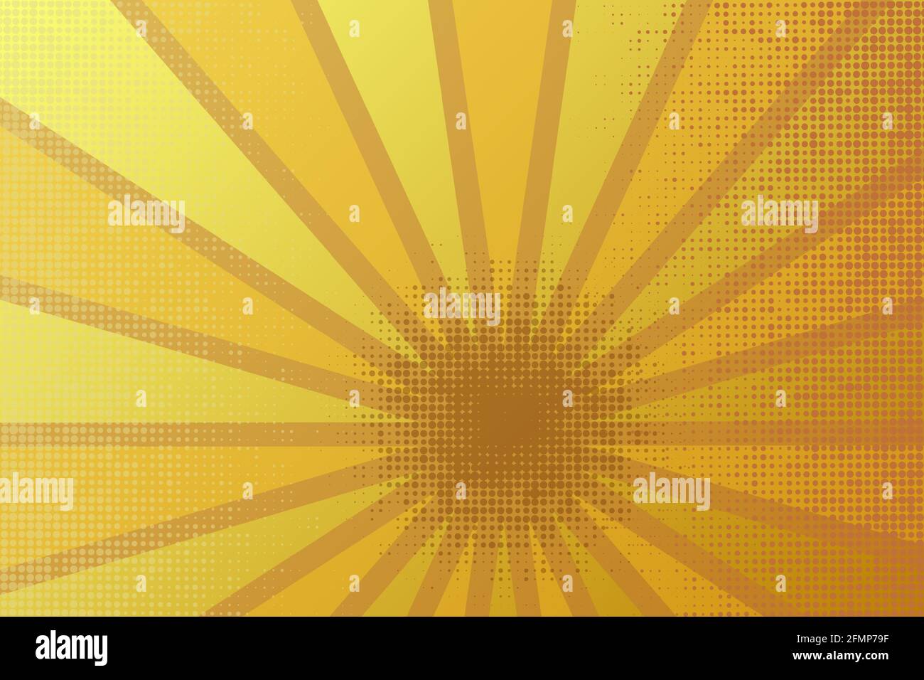 Retro rays comic yellow and brown background raster gradient halftone ...