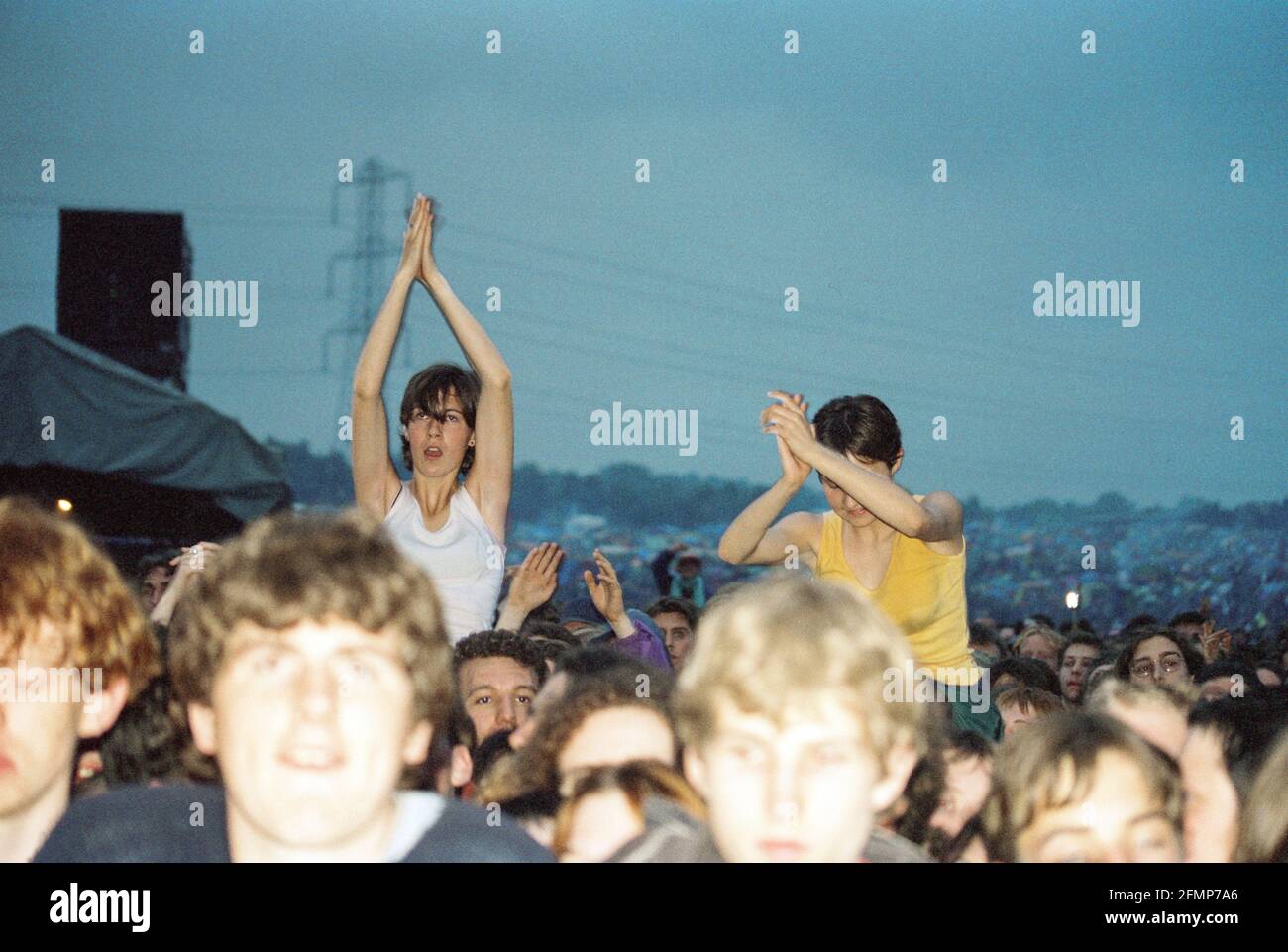 Pyramid stage crowd at the Glastonbury Festival 1997. Somerset, England ...