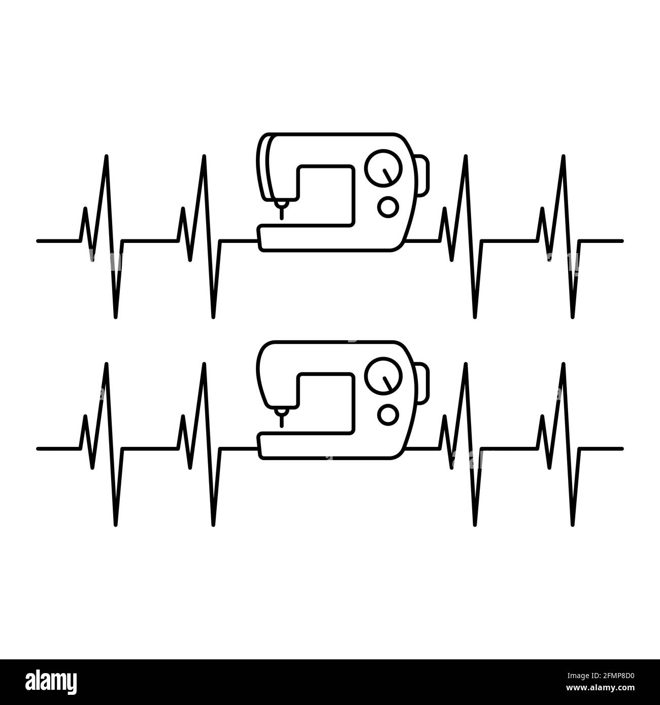 Heartbeat Sewing Machine, Love Sew Vector Illustration Stock Vector ...