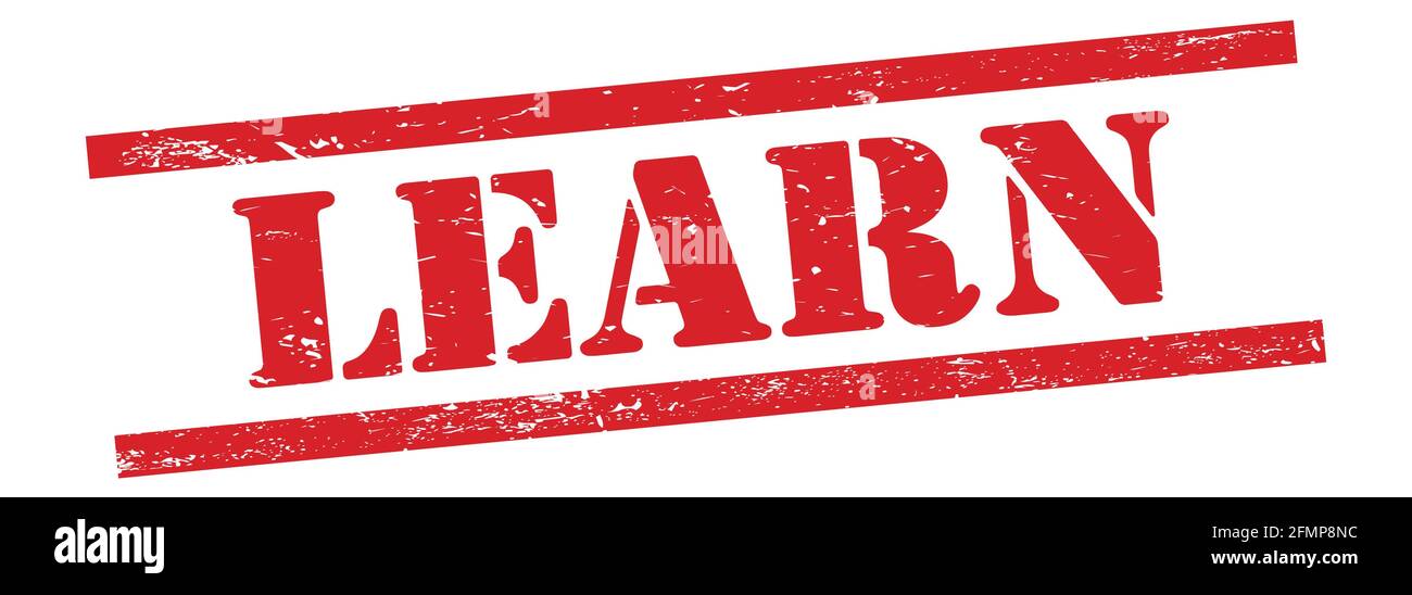 LEARN text on red grungy vintage rubber stamp Stock Photo - Alamy