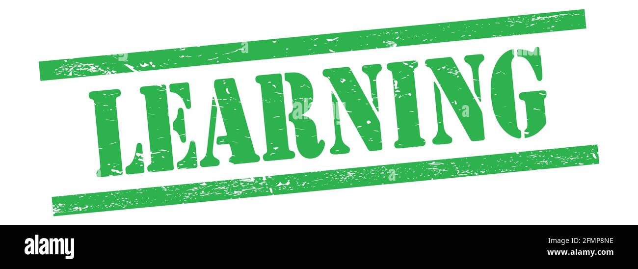 LEARNING text on green grungy vintage rubber stamp Stock Photo - Alamy