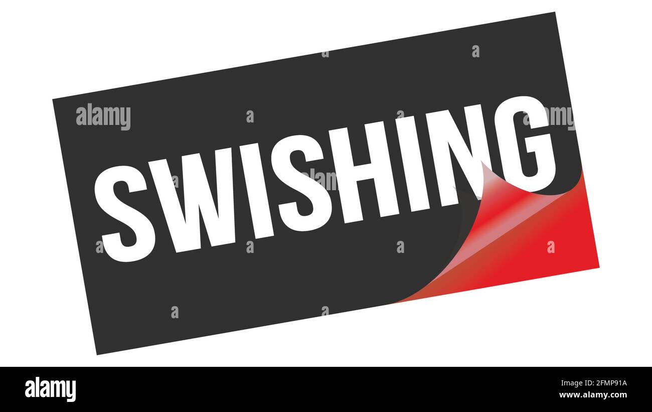 SWISHING text written on black red sticker stamp Stock Photo - Alamy