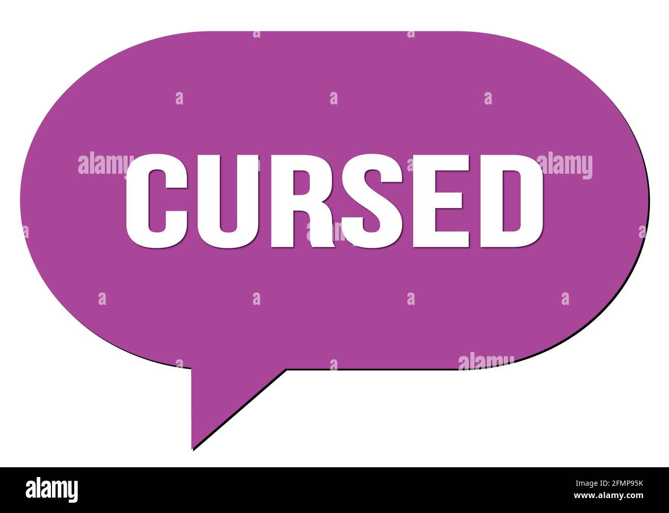CURSED text written in a violet speech bubble stamp Stock Photo - Alamy