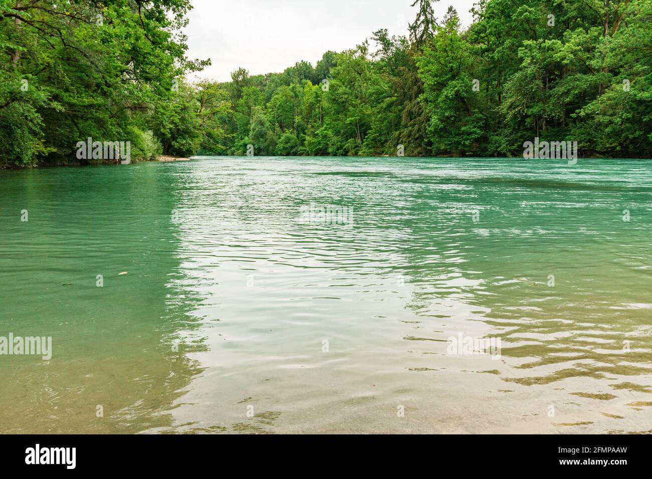 Magical and clear water of Aare River in Bern Switzerland.Spring summer ...