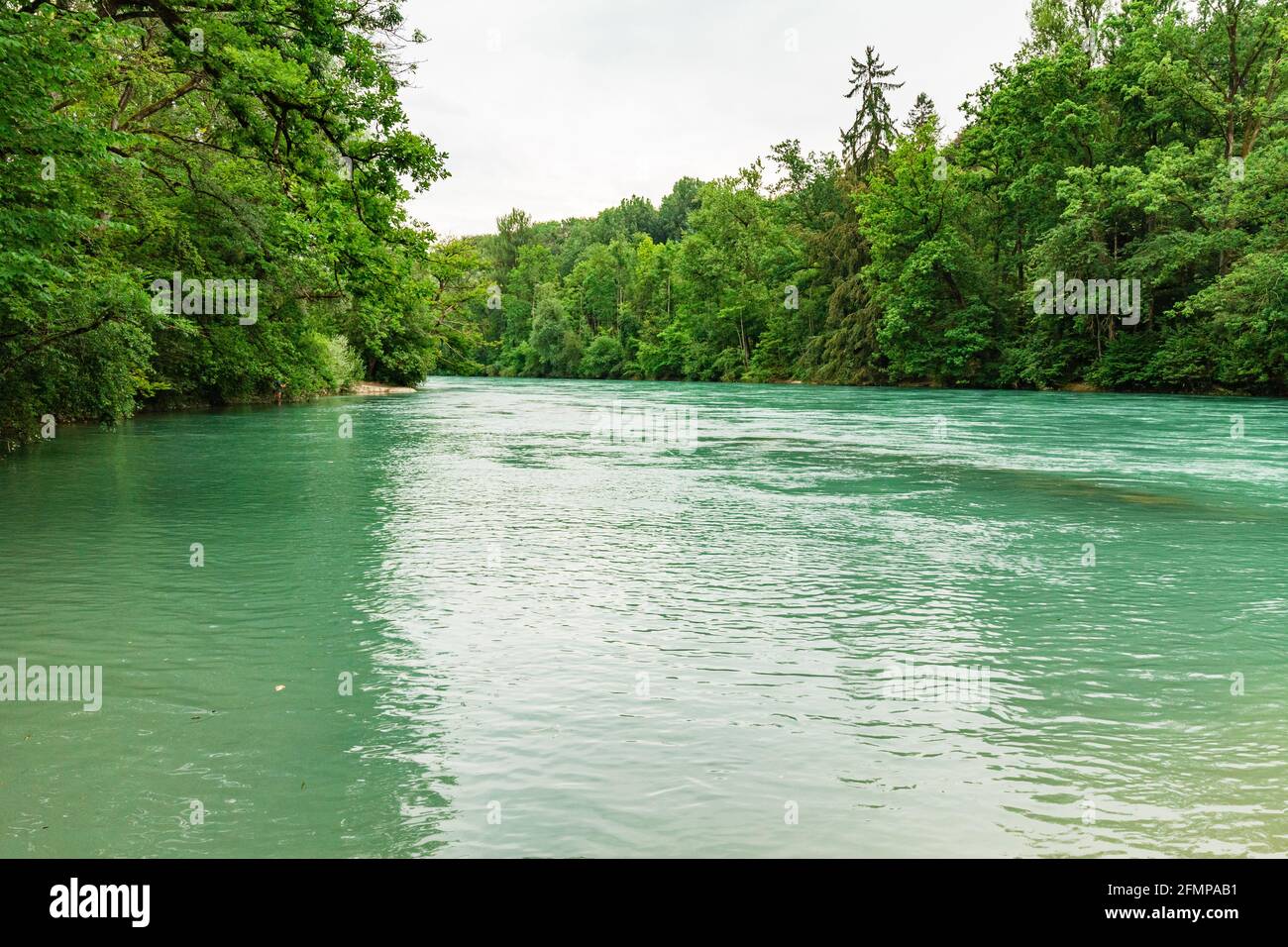 Beautiful and clean water of Aare River in Bern.Spring summer ...