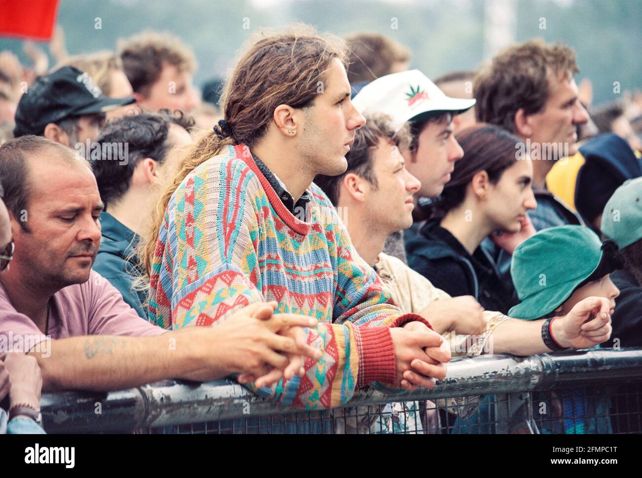 Pyramid stage crowd at the Glastonbury Festival 1997. Somerset, England ...