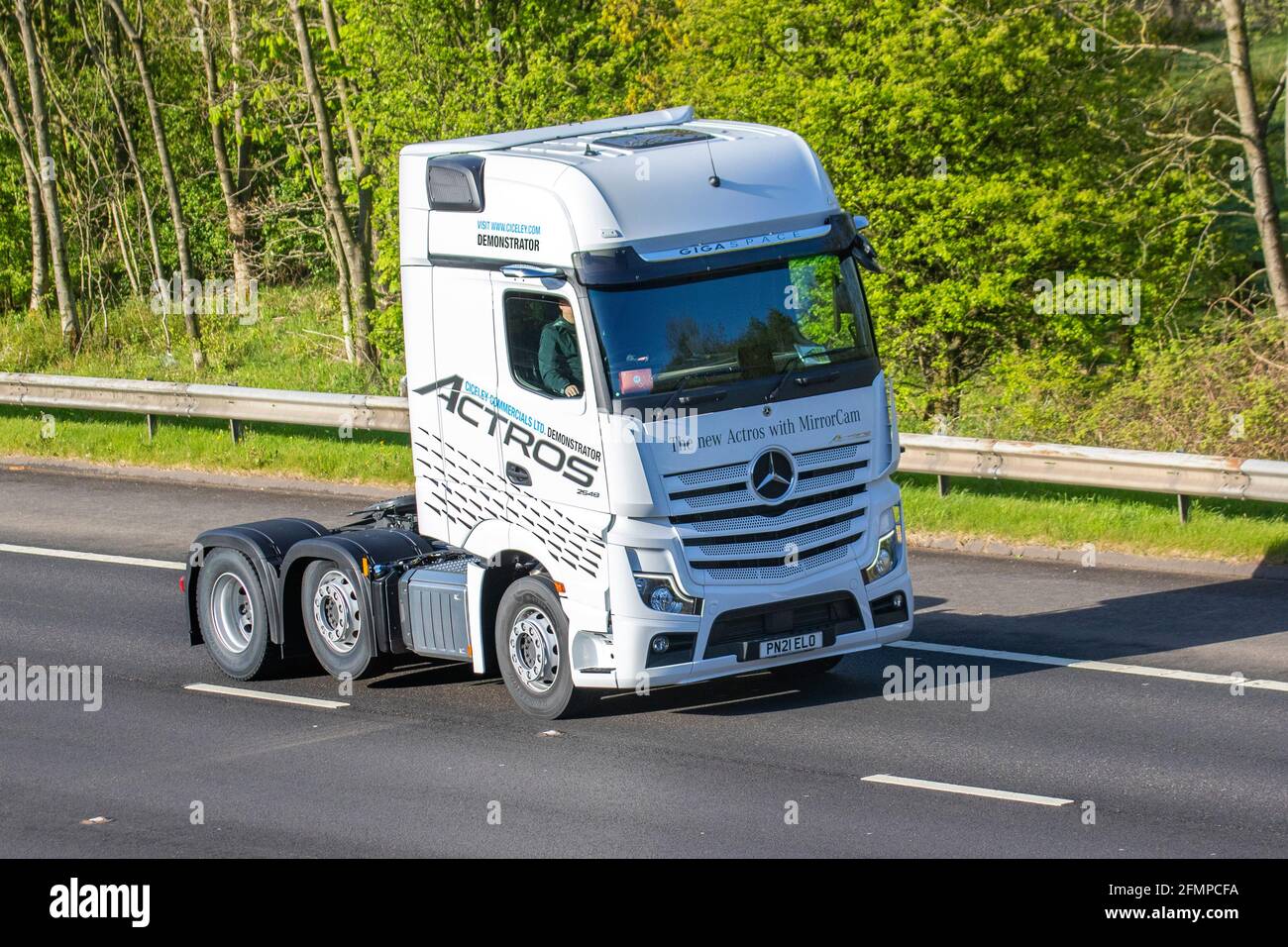 New white Mercedes Benz Actros trucks with Mirror cam Tractor unit ...