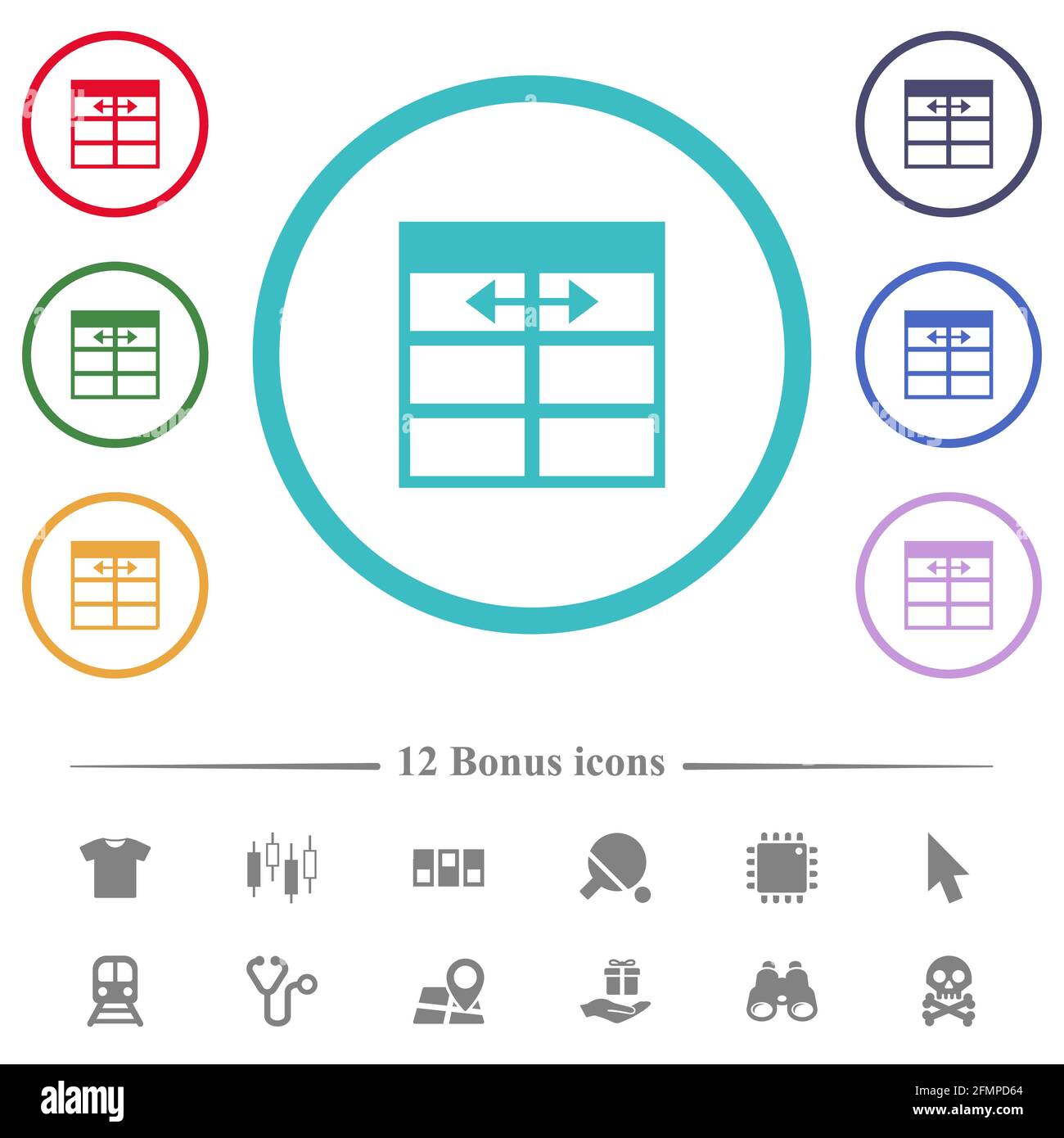 Spreadsheet adjust table column width flat color icons in circle shape ...