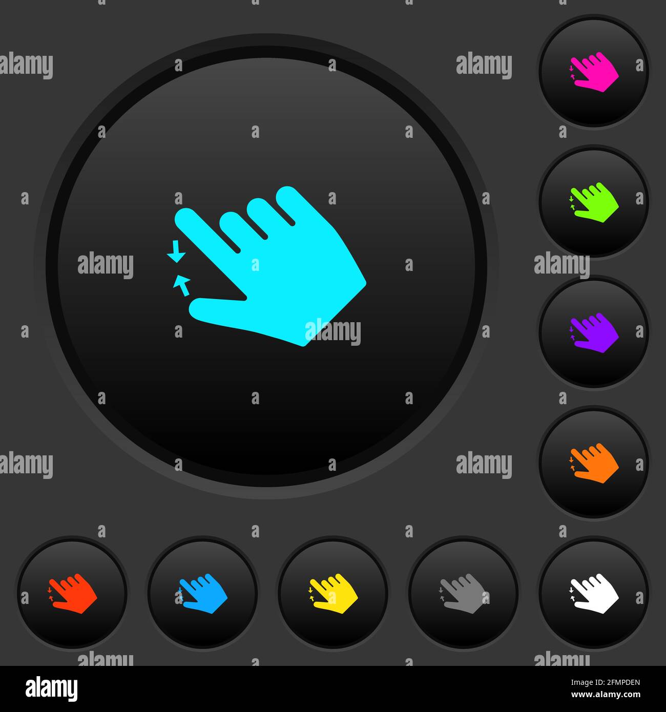 Right handed pinch close gesture dark push buttons with vivid color ...