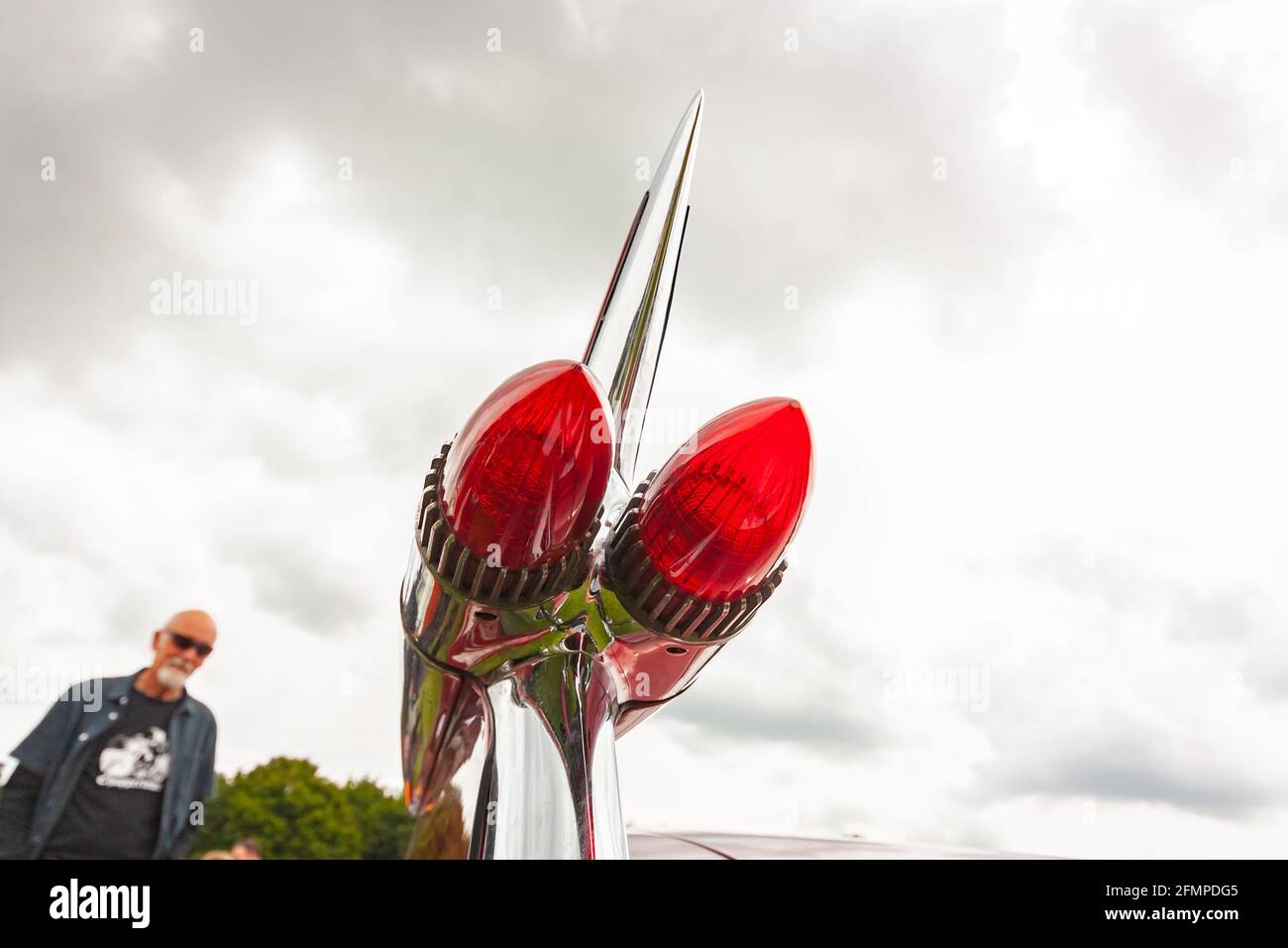 isolated view red bullet rear lights of vintage 1959 Cadillac Coupe de ...