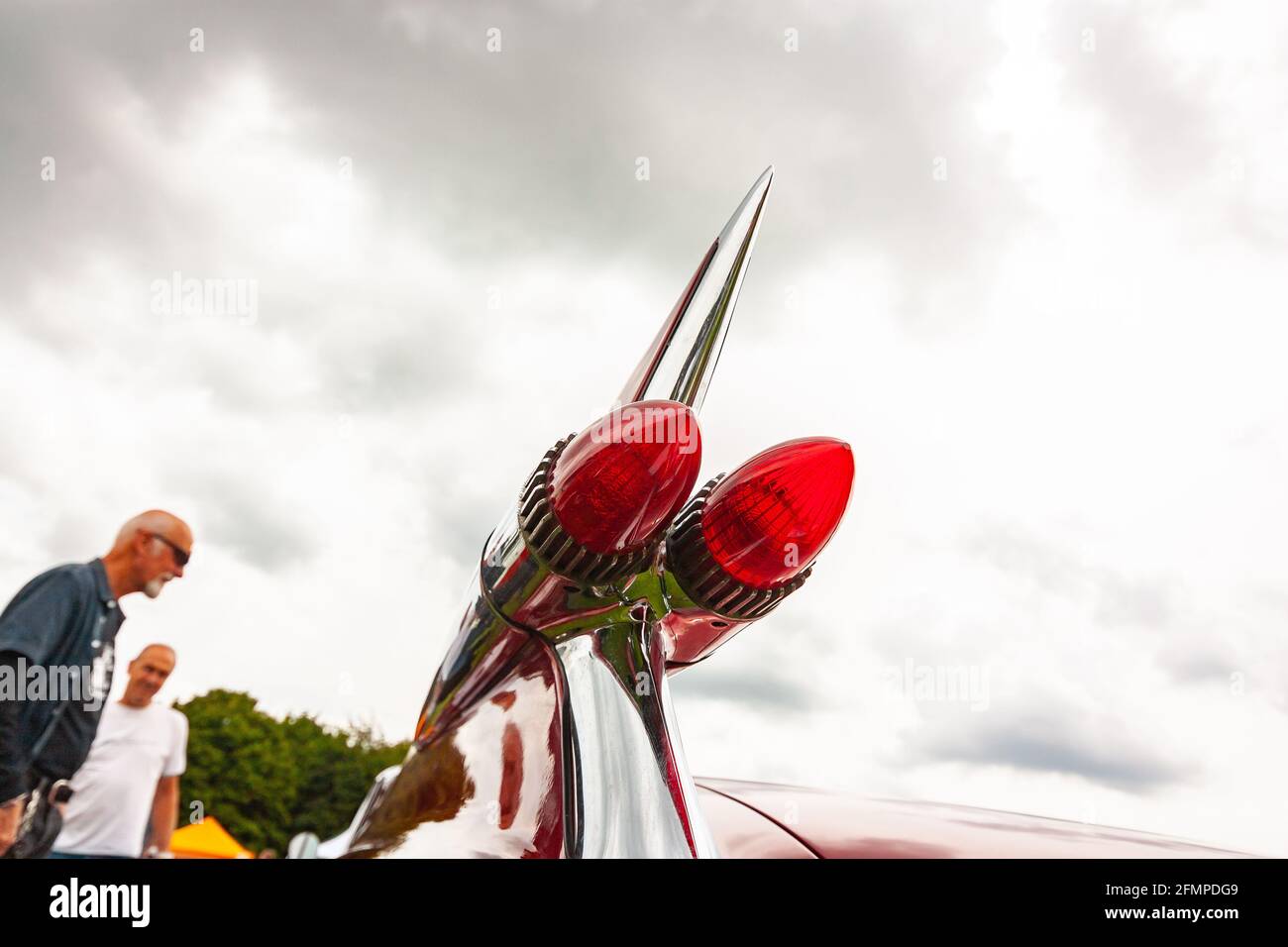 isolated view red bullet rear lights of vintage 1959 Cadillac Coupe de ...