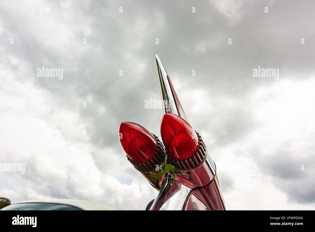 isolated view red bullet rear lights of vintage 1959 Cadillac Coupe de ...