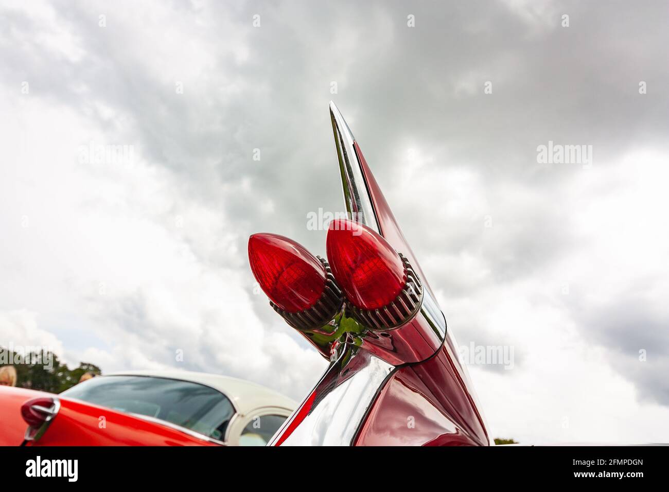 isolated view red bullet rear lights of vintage 1959 Cadillac Coupe de ...
