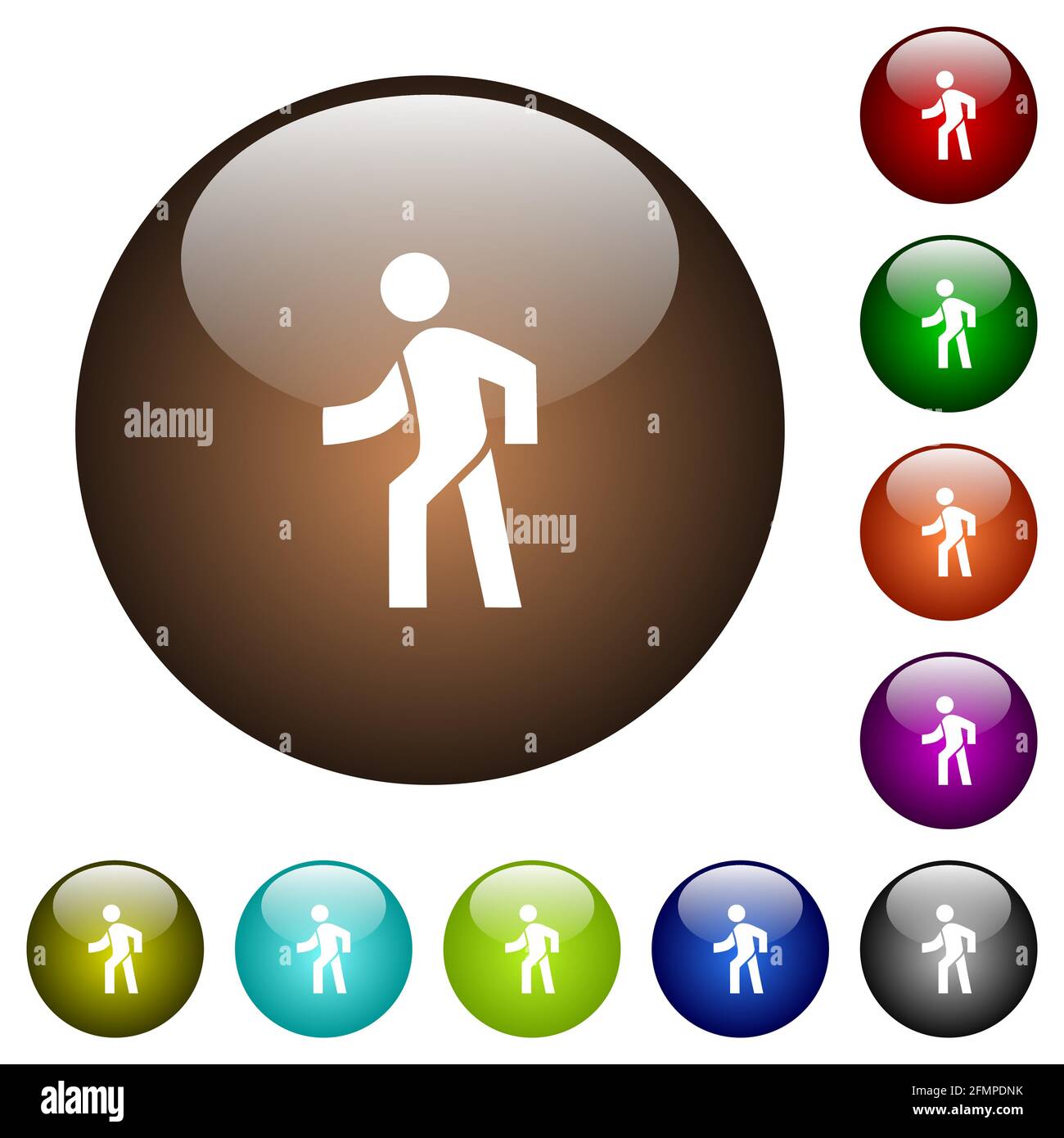 Man walking left white icons on round glass buttons in multiple colors Stock Vector Image & Art ...