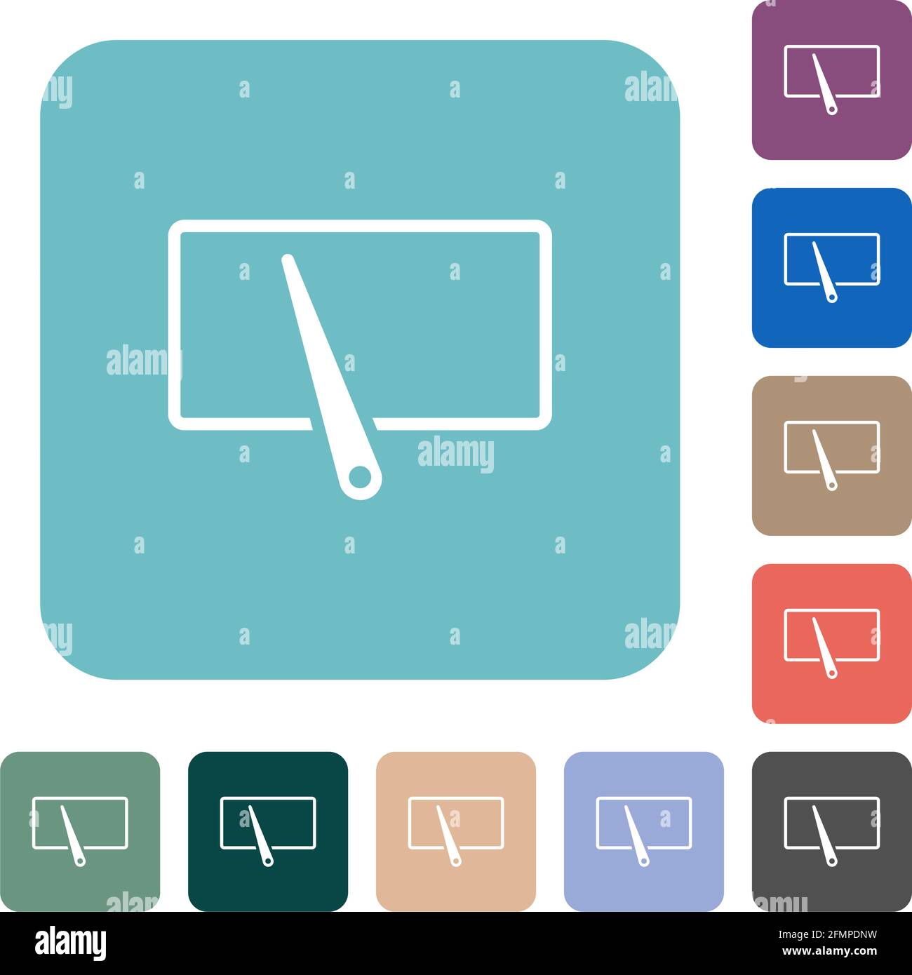 Rear window wiper white flat icons on color rounded square backgrounds ...