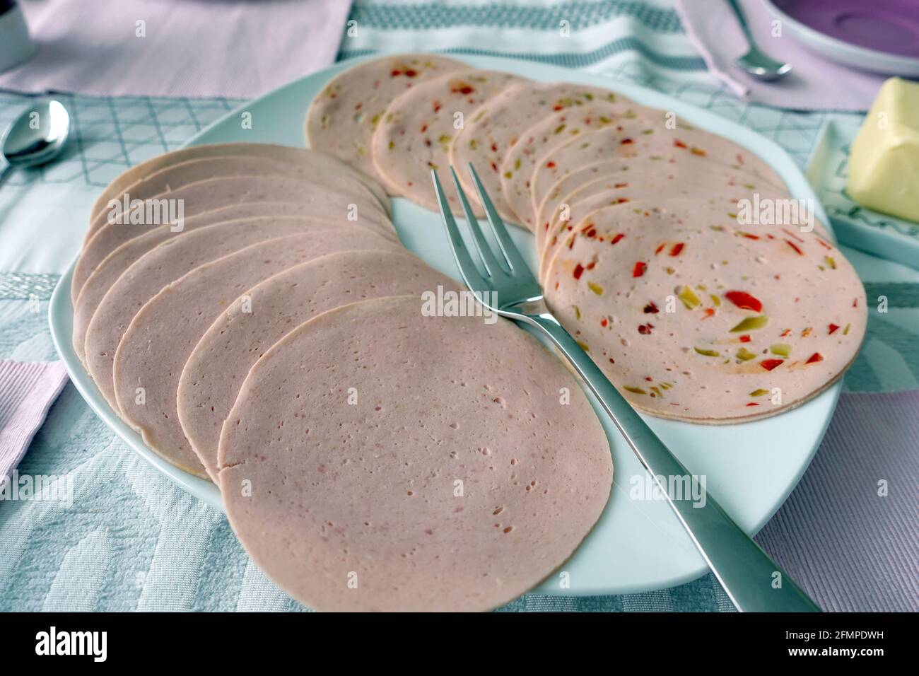 Oberkirch, Germany. 01st May, 2021. Slices of Lyoner and Paprikalyoner ...