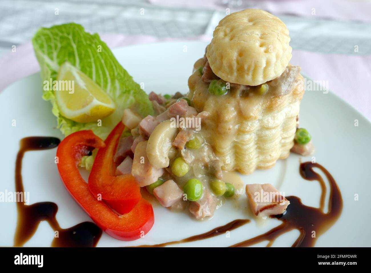Oberkirch, Germany. 01st May, 2021. A queen pie with veal is arranged ...