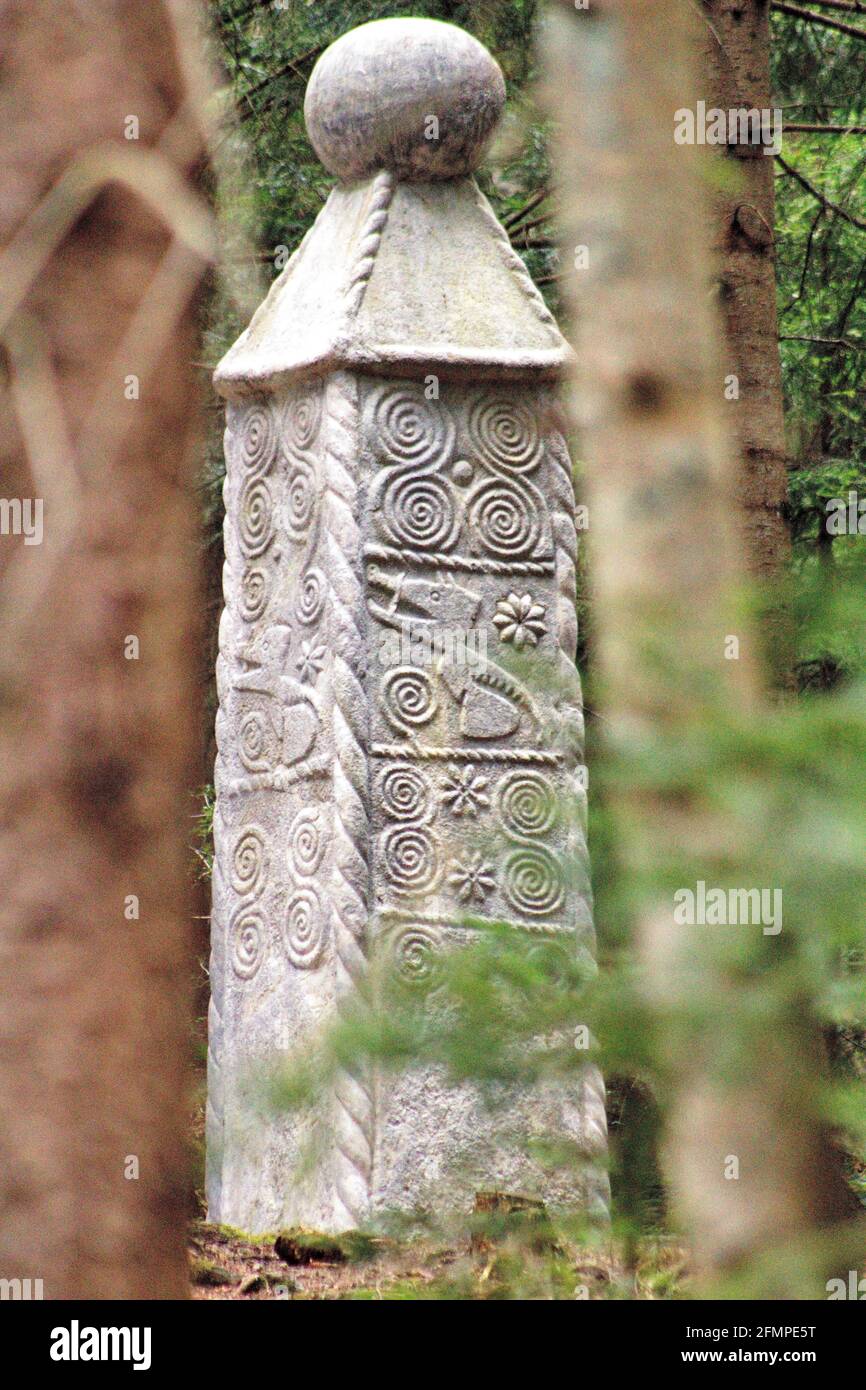 Selective focus shot of the 14th-century obelisk built by the first ...