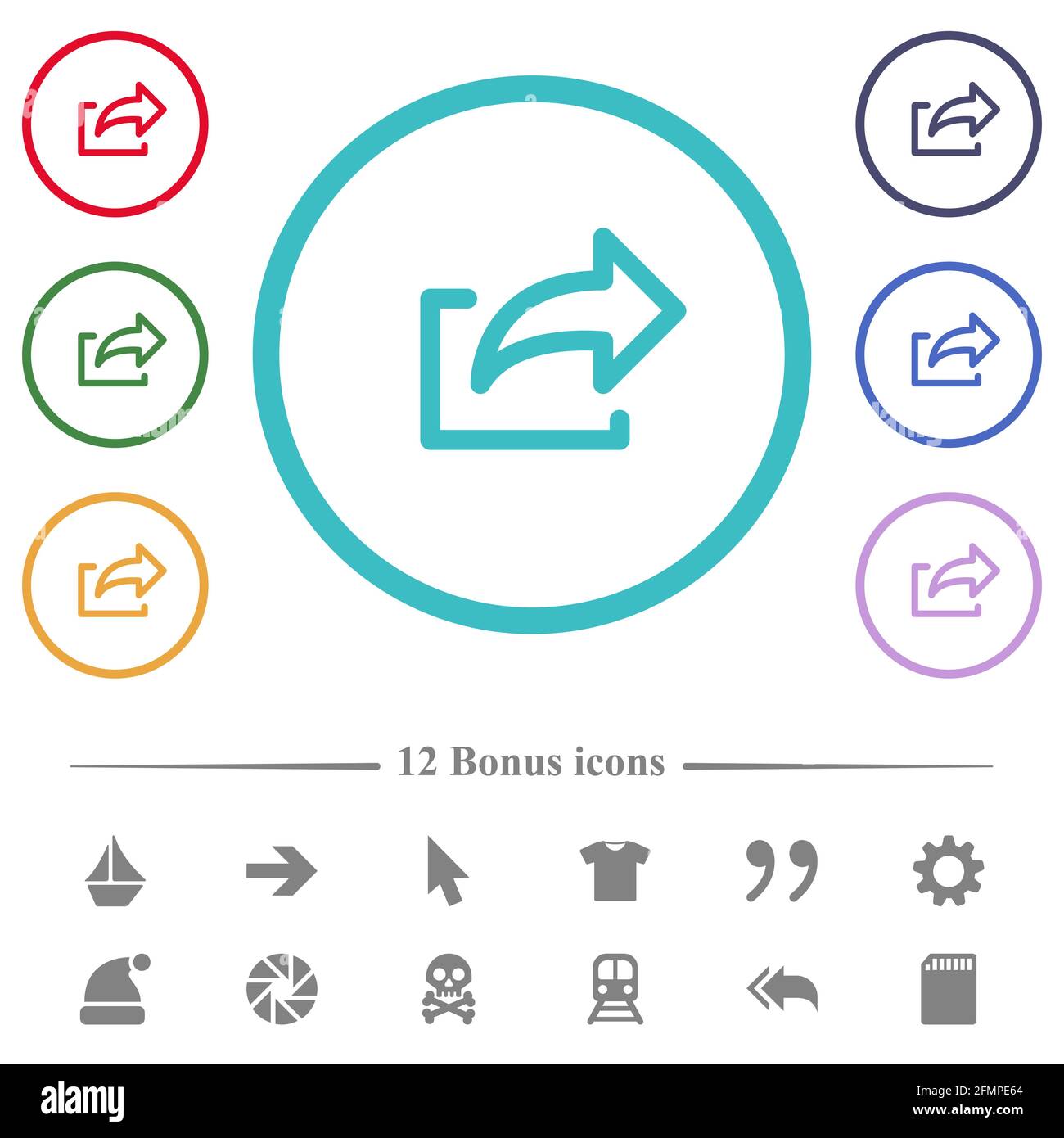 Export symbol flat color icons in circle shape outlines. 12 bonus icons ...