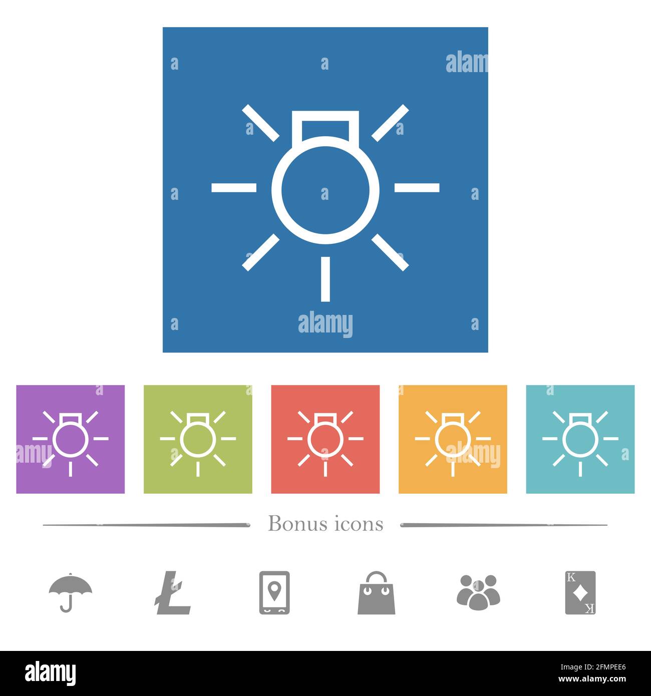 Car parking lights indicator flat white icons in square backgrounds. 6 ...