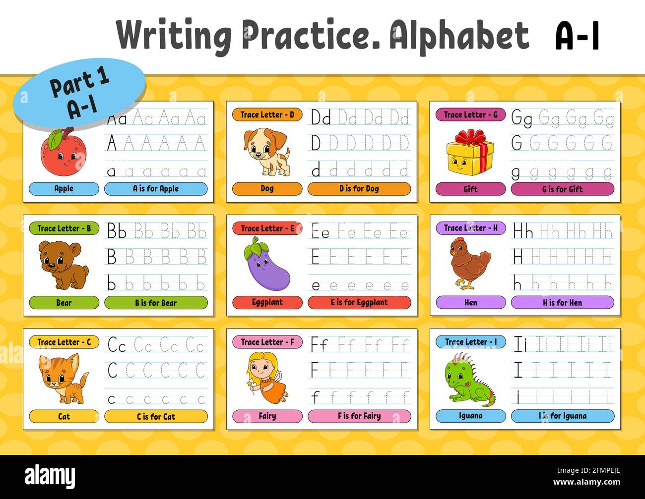 Writing letters. Set tracing page. Practice sheet. Worksheet for kids ...
