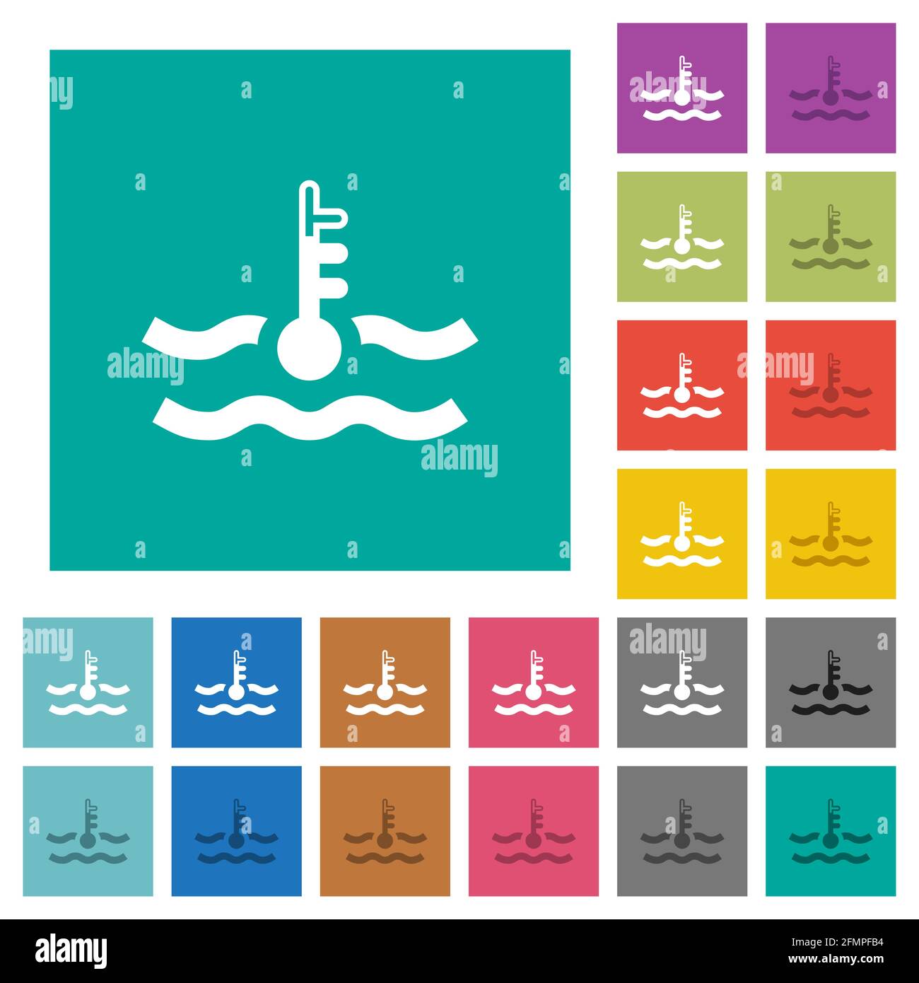 Warm temperature engine coolant multi colored flat icons on plain ...