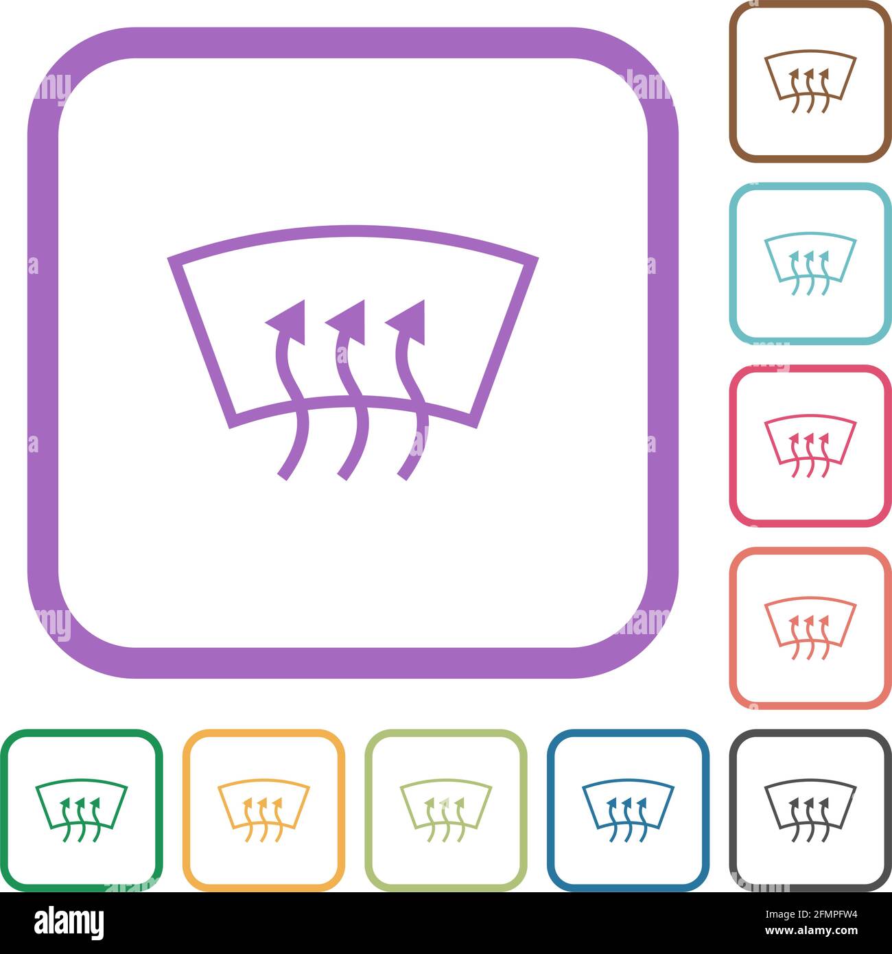 Windshield defrost simple icons in color rounded square frames on white background Stock Vector ...