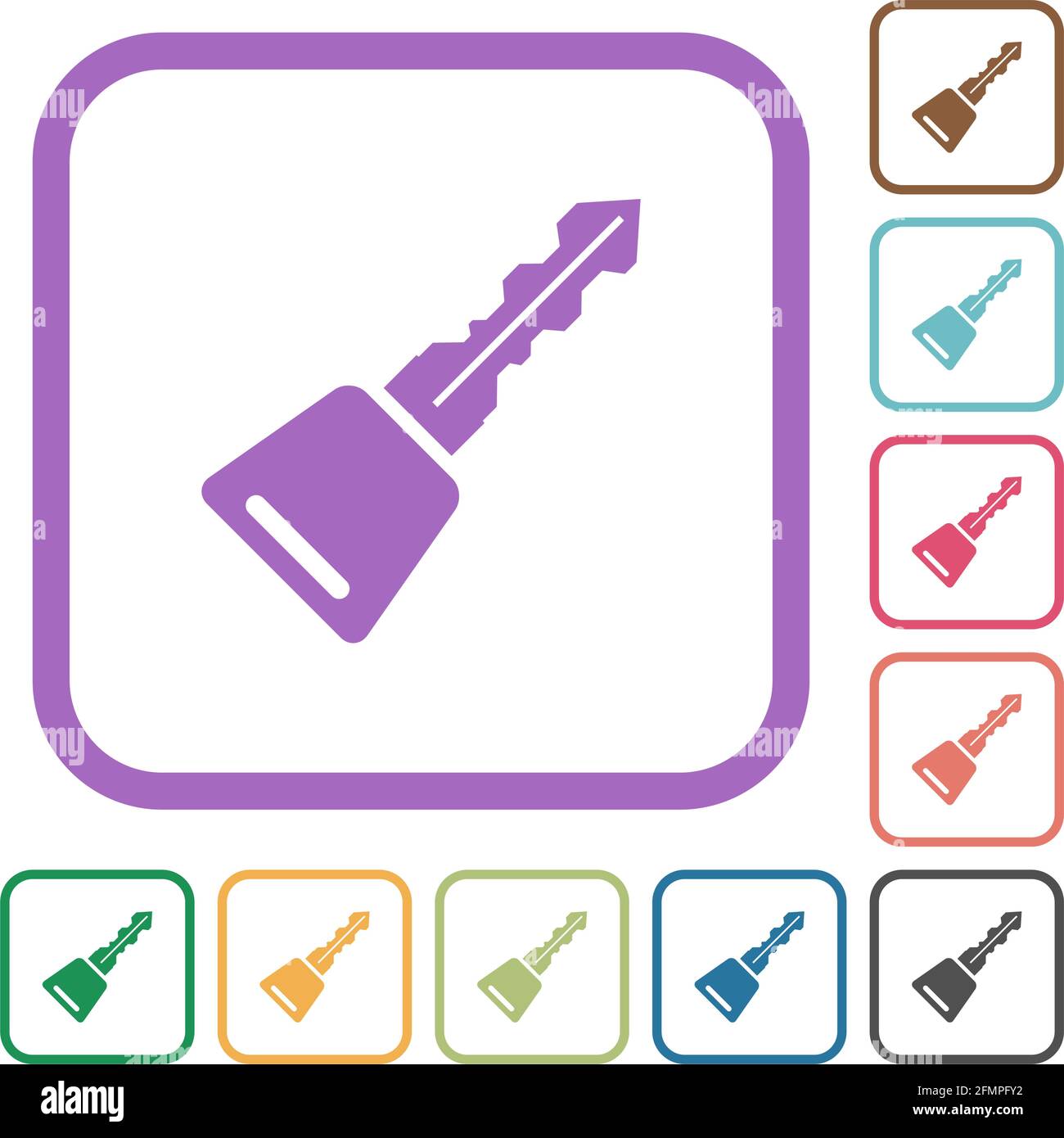 Car key simple icons in color rounded square frames on white background Stock Vector Image & Art ...