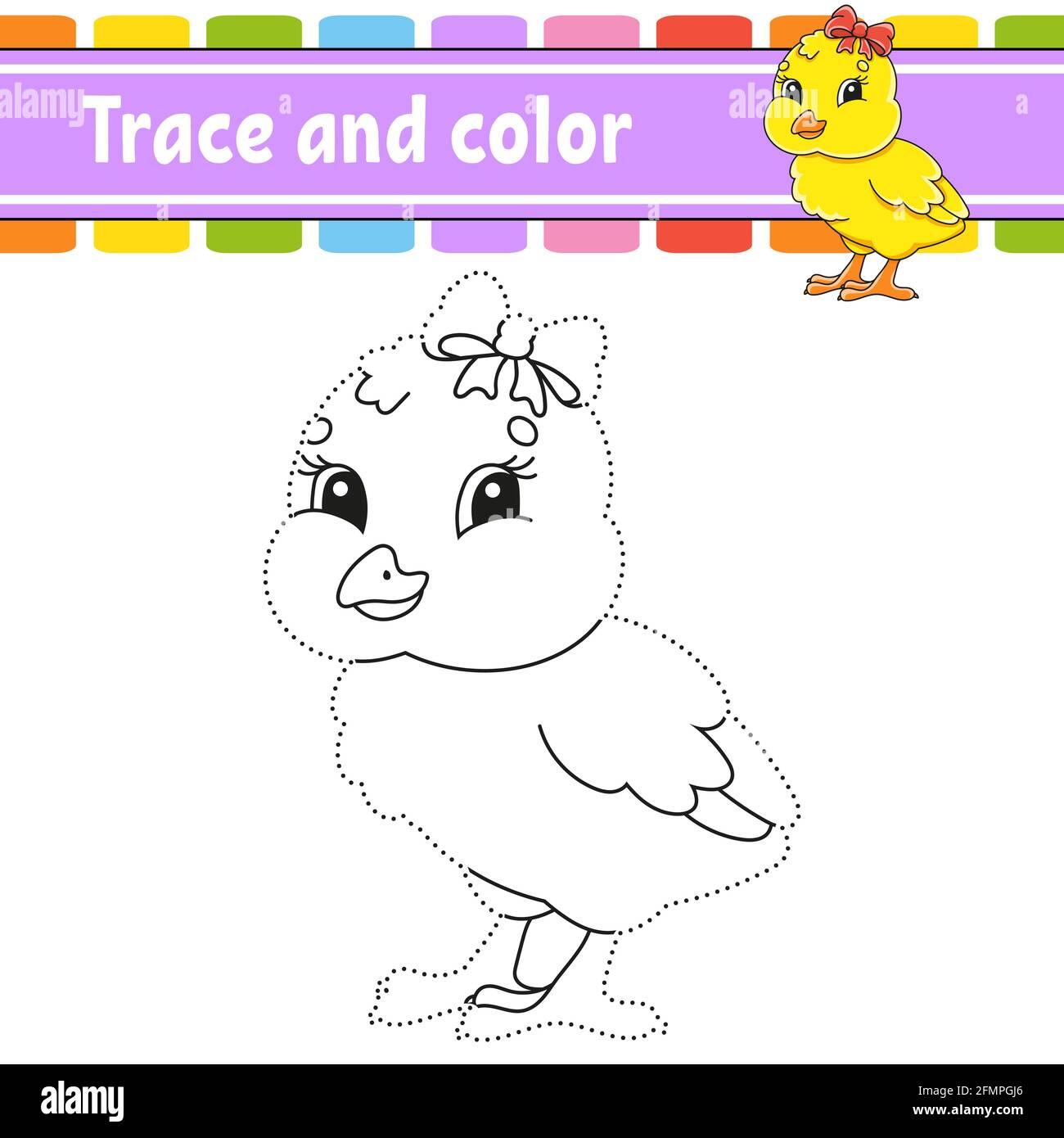 Trace and color. Coloring page for kids. Handwriting practice ...
