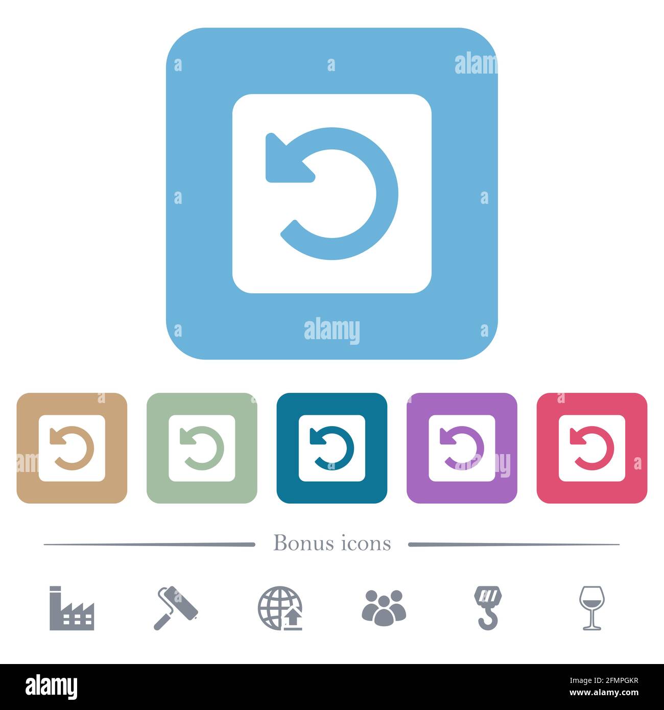 Rotate left white flat icons on color rounded square backgrounds. 6 bonus icons included Stock ...