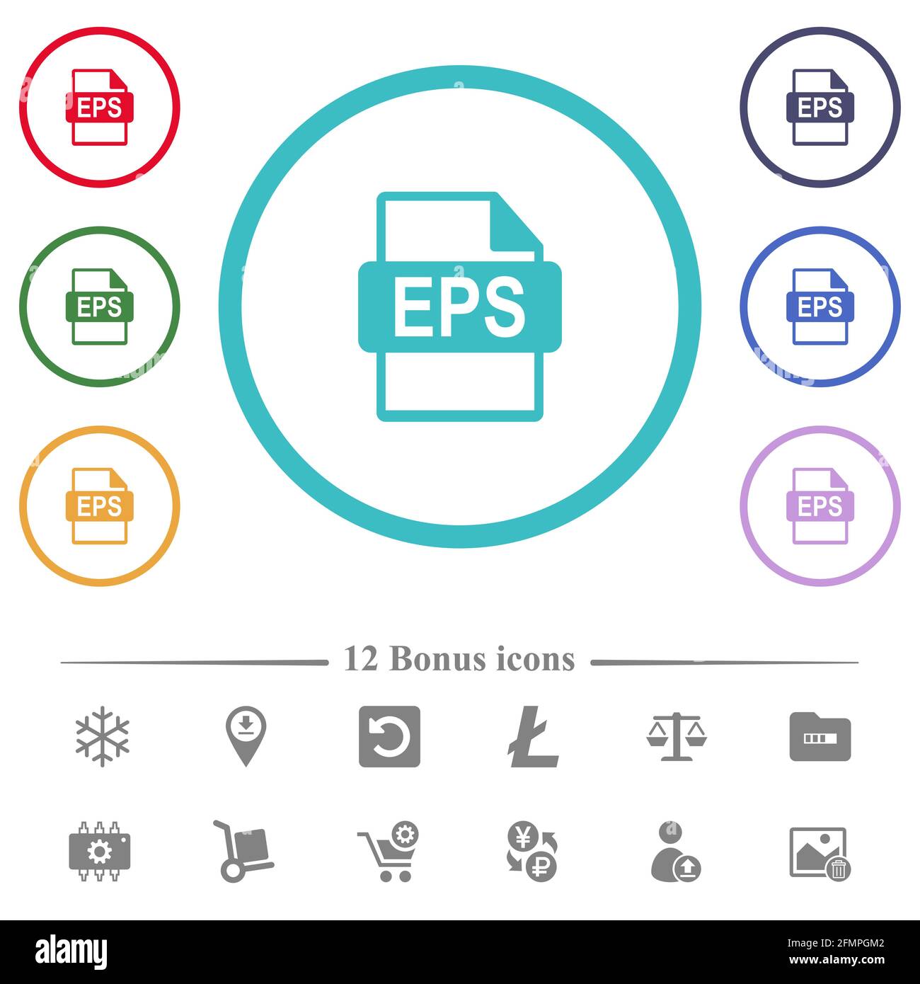 EPS file format flat color icons in circle shape outlines. 12 bonus ...