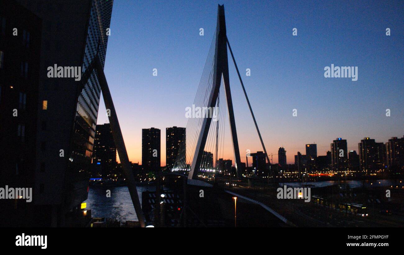 Rotterdam, Netherlands, April 2011: Sunset on the awesome Erasmus ...