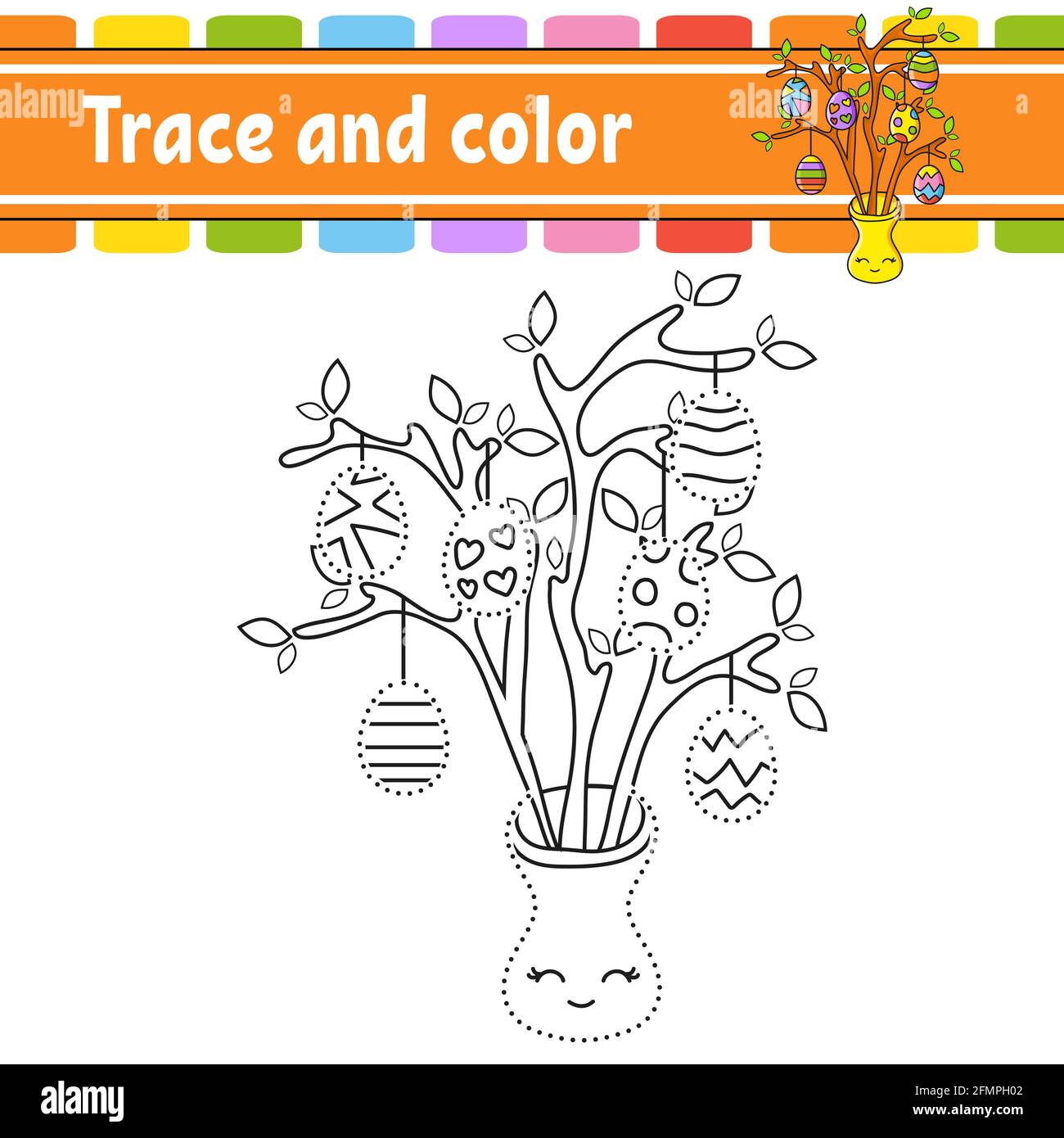 Trace and color. Coloring page for kids. Handwriting practice ...