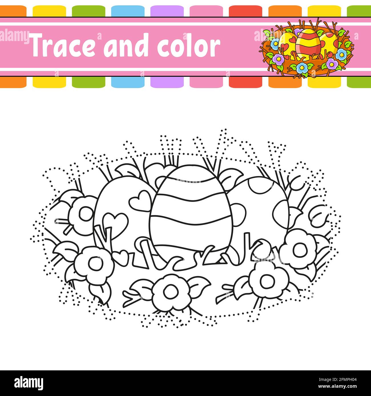 Trace and color. Coloring page for kids. Handwriting practice ...