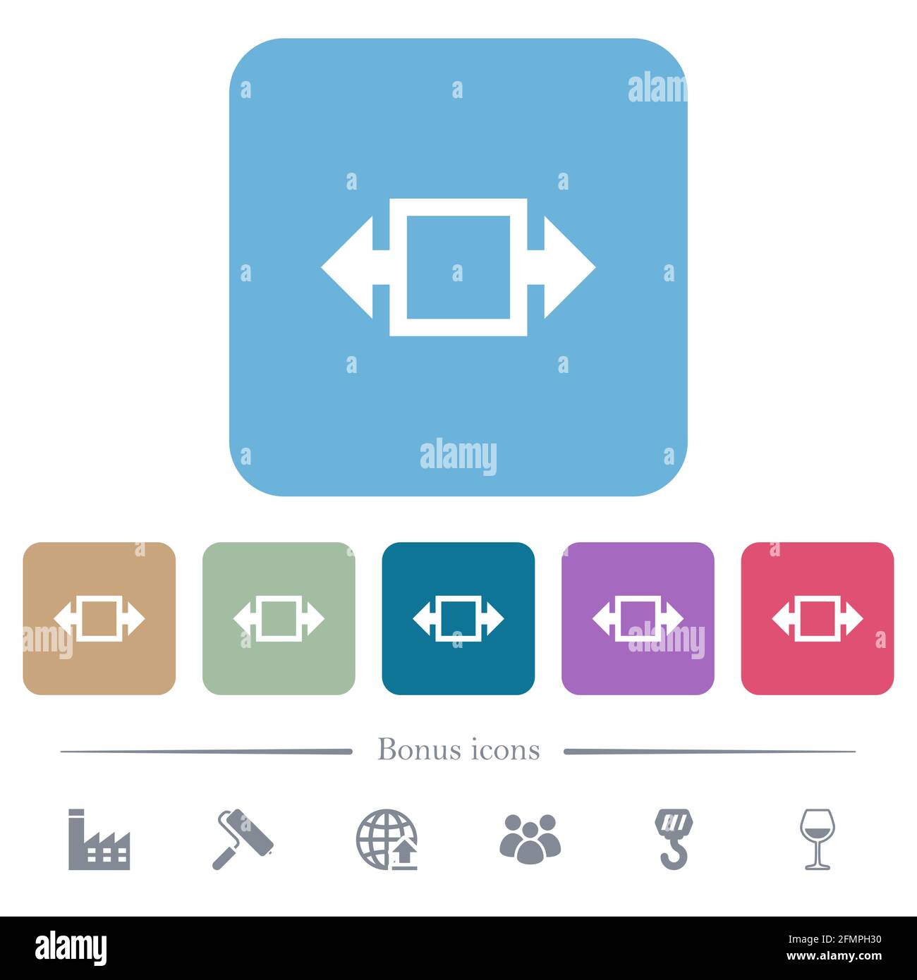 Width tool white flat icons on color rounded square backgrounds. 6 ...